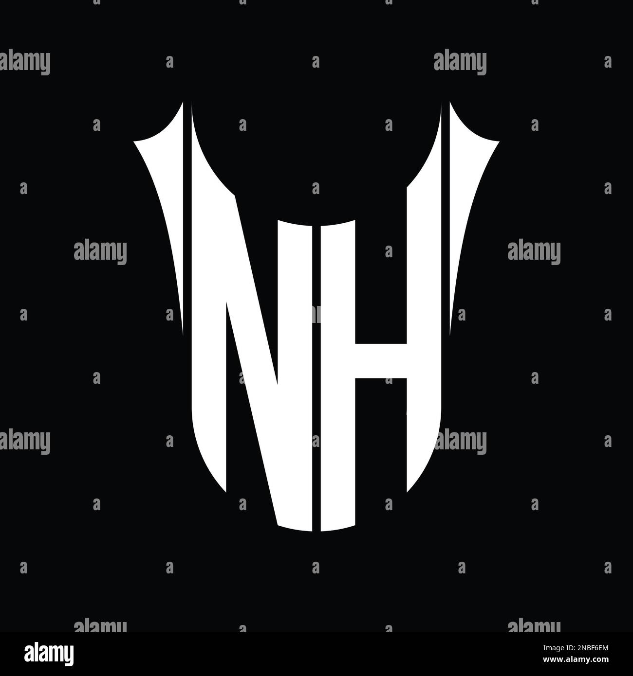 NH Logo monogram shield sharp half round shape vector images design ...