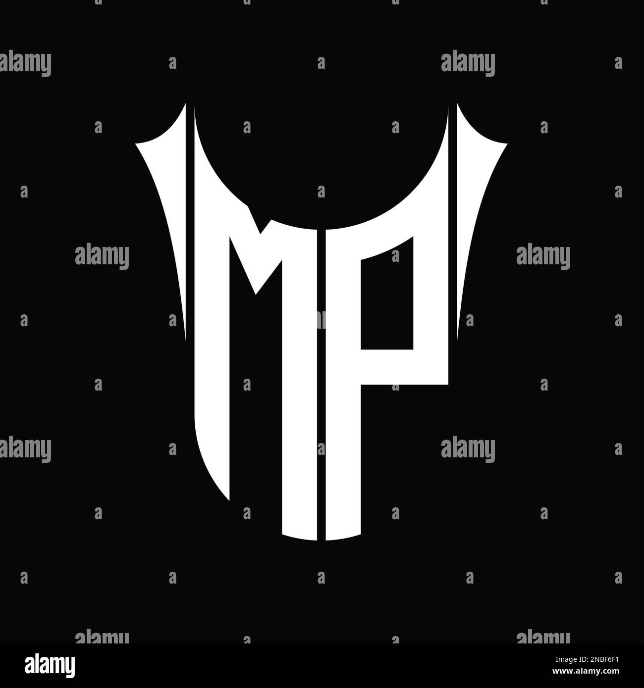 MP Logo monogram shield sharp half round shape vector images design ...