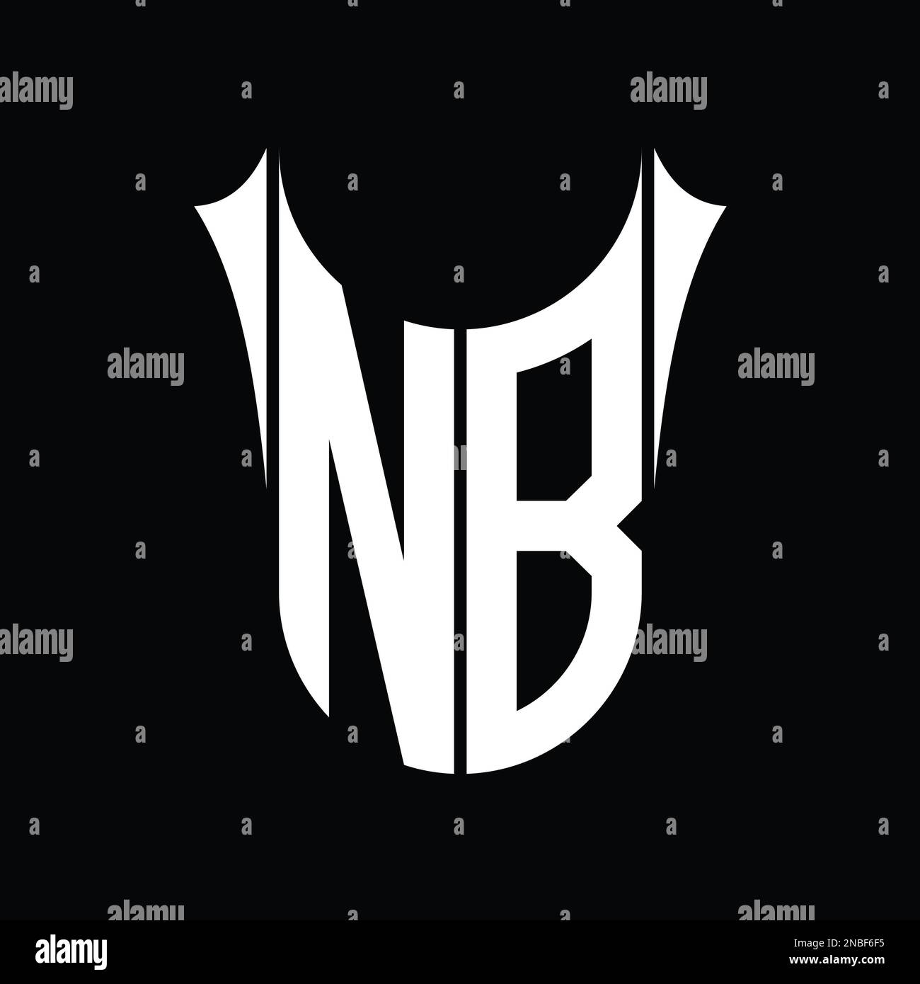 NB Logo monogram shield sharp half round shape vector images design ...