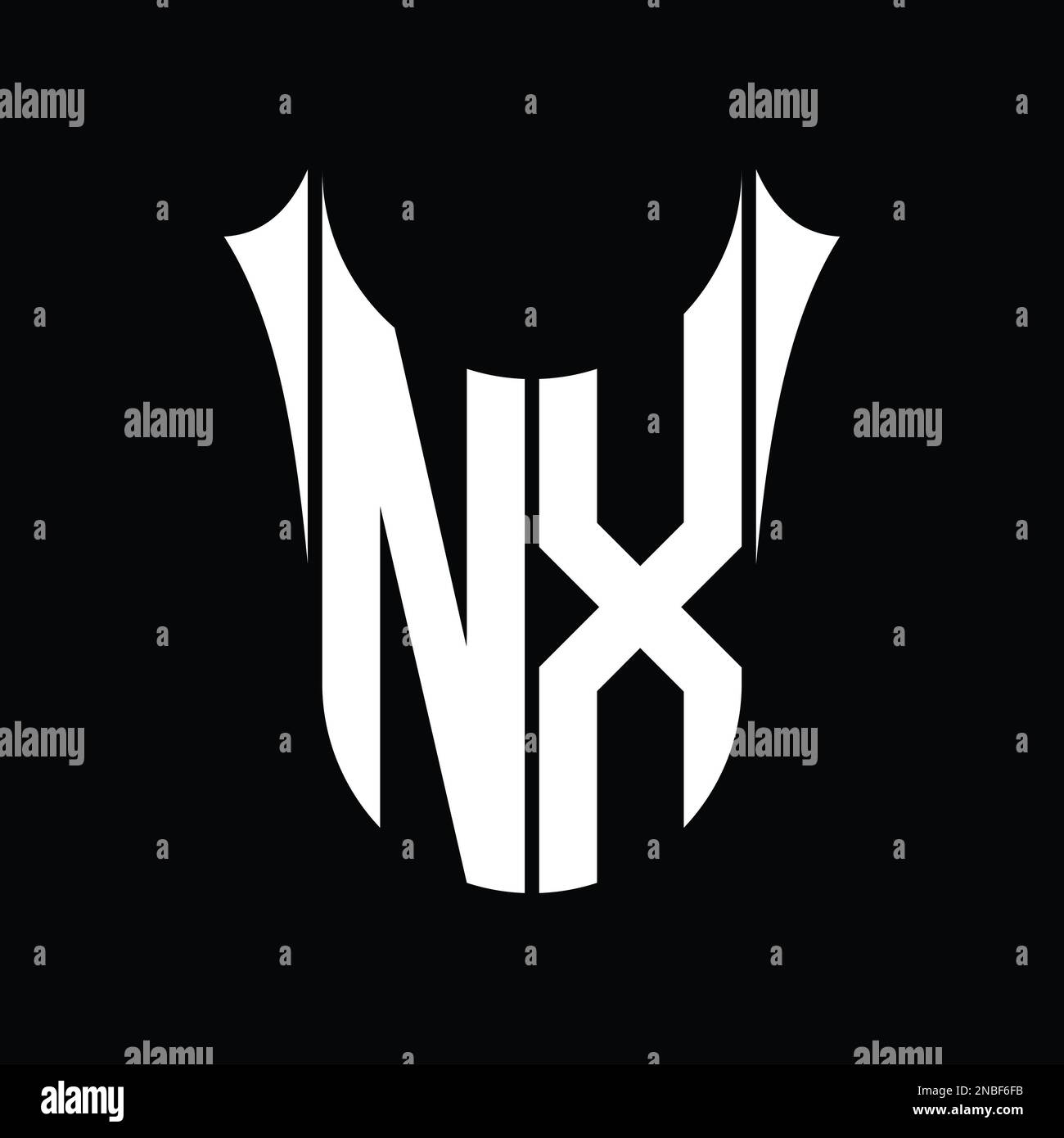 NX Logo monogram shield sharp half round shape vector images design template Stock Photo - Alamy