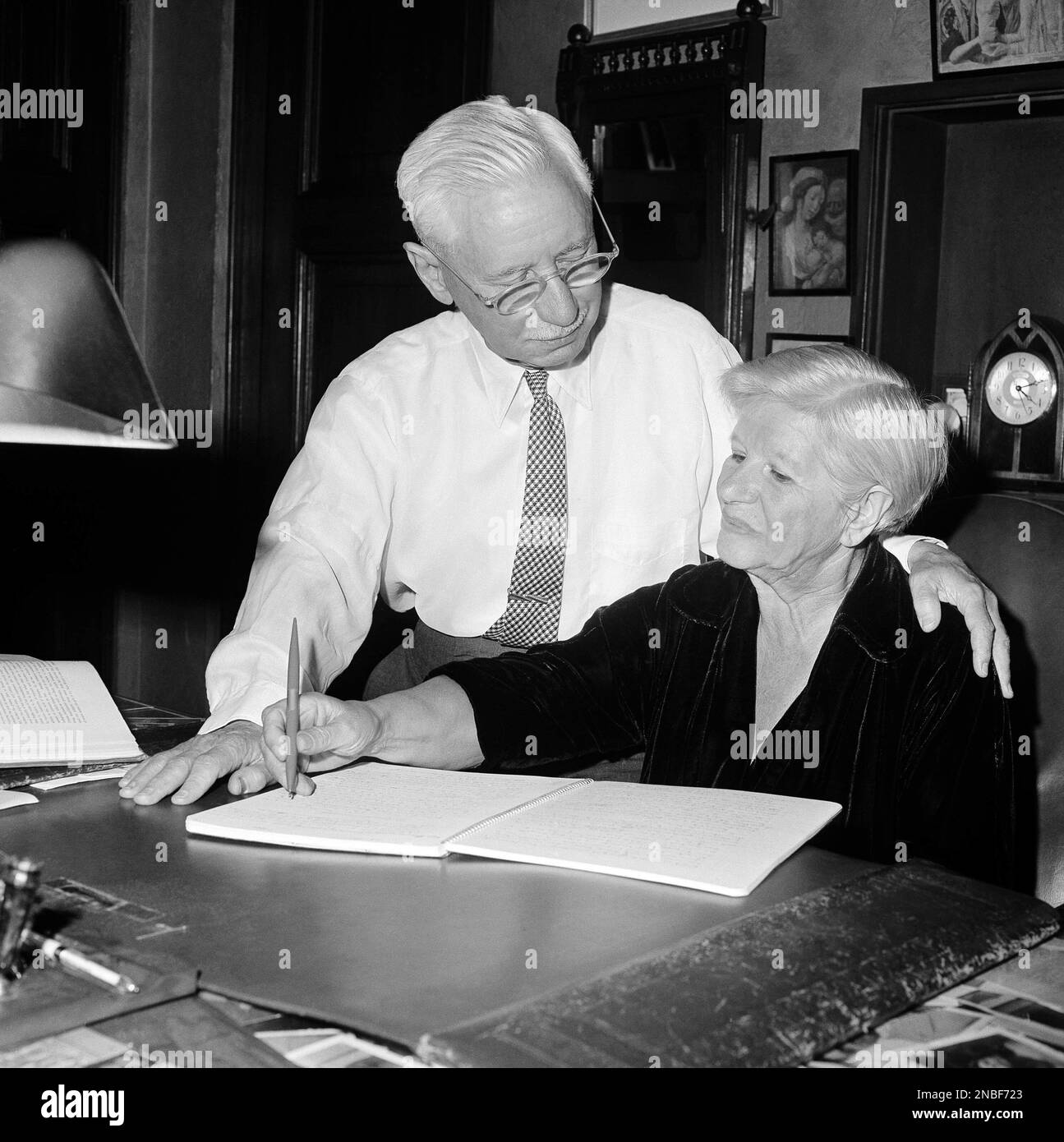 Historians Ariel and Will Durant, engrossed in writing a 10-volume ...