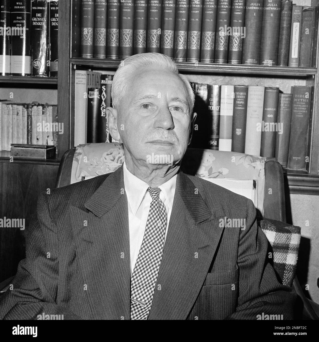 Historian Will Durant, engrossed in writing a 10-volume story of ...