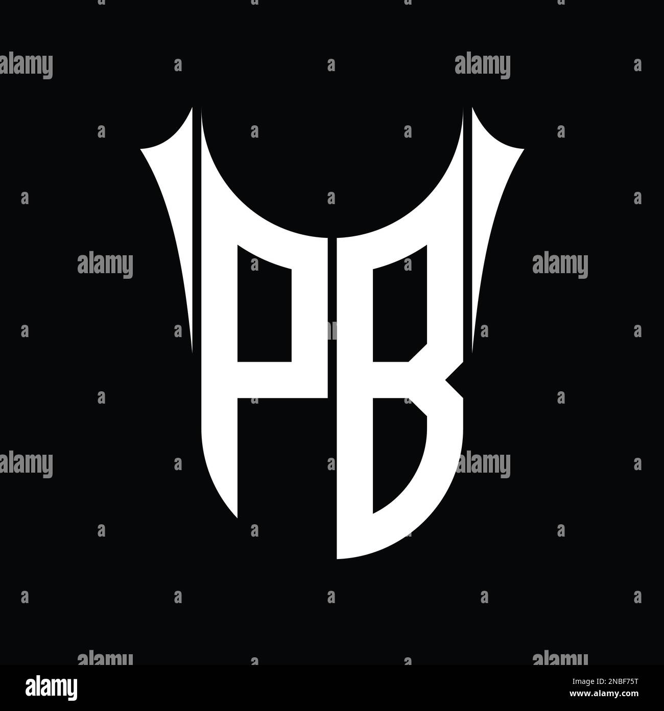 PB Logo monogram shield sharp half round shape vector images design ...