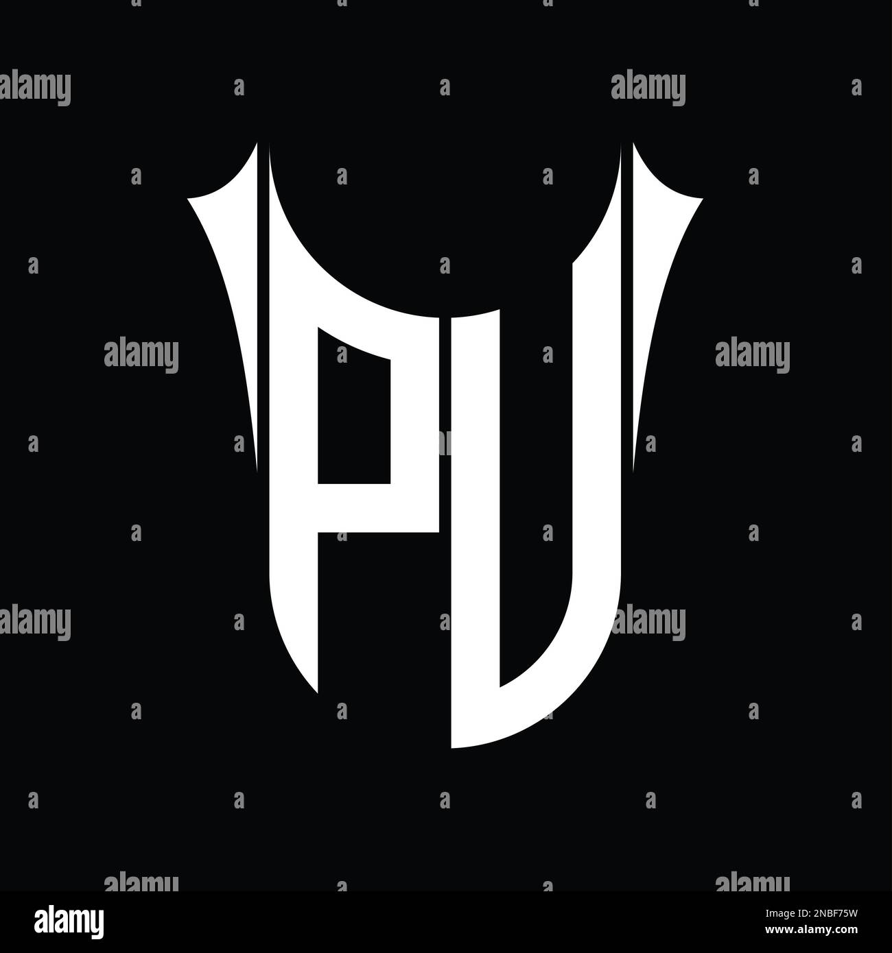 PU Logo monogram shield sharp half round shape vector images design ...