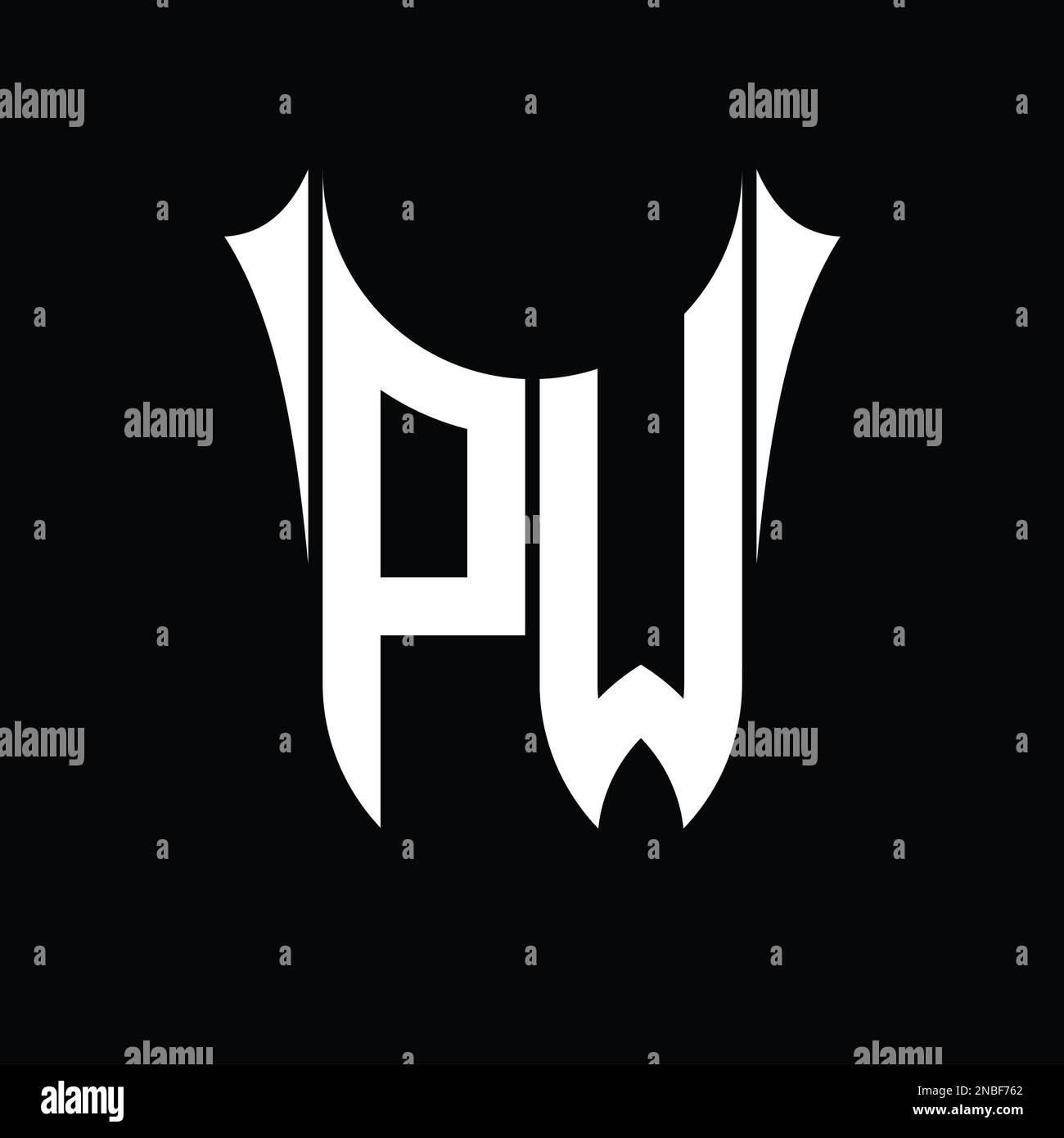 PW Logo monogram shield sharp half round shape vector images design ...