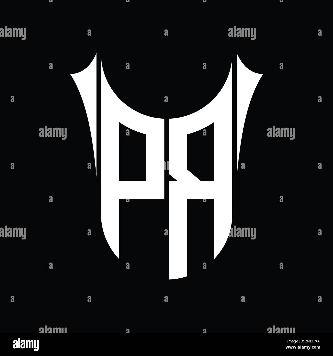 PR Logo monogram shield sharp half round shape vector images design template Stock Photo - Alamy