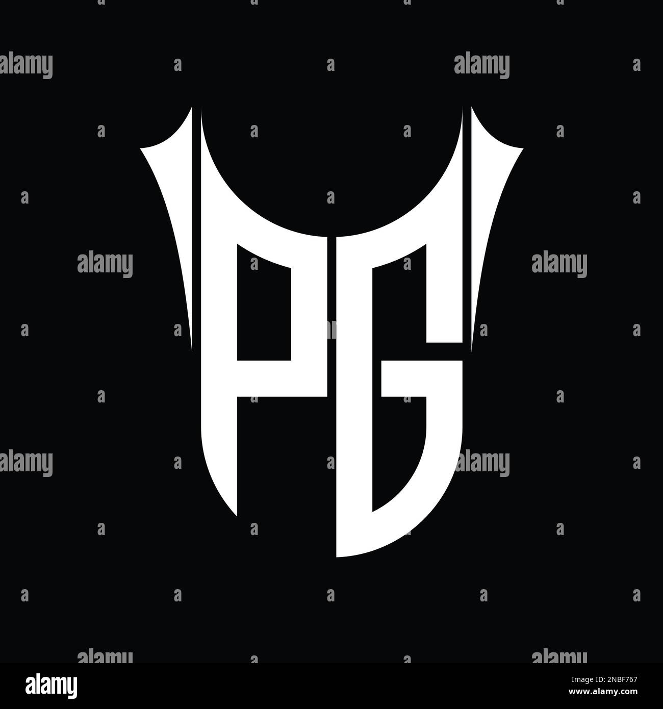 PG Logo monogram shield sharp half round shape vector images design ...