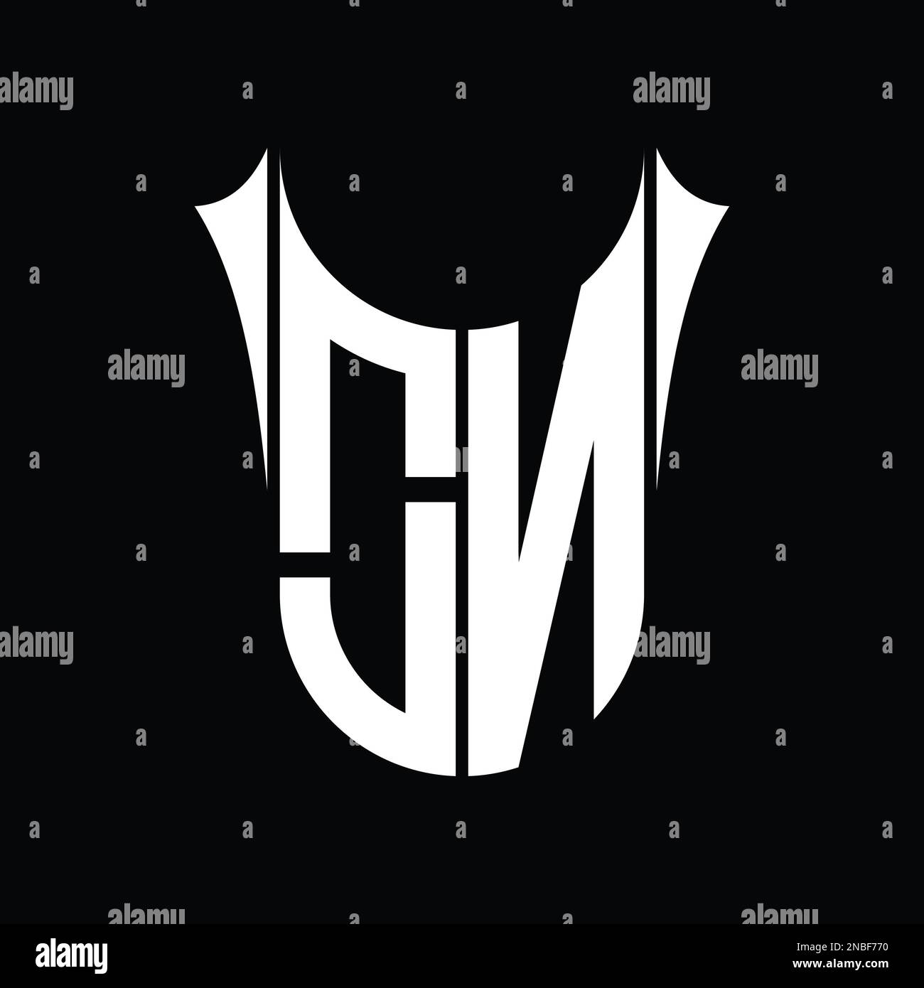 ON Logo monogram shield sharp half round shape vector images design template Stock Photo - Alamy