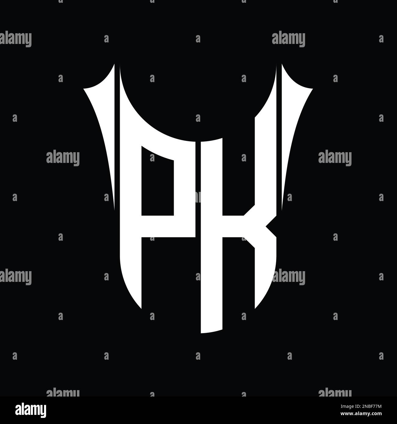PK Logo monogram shield sharp half round shape vector images design ...