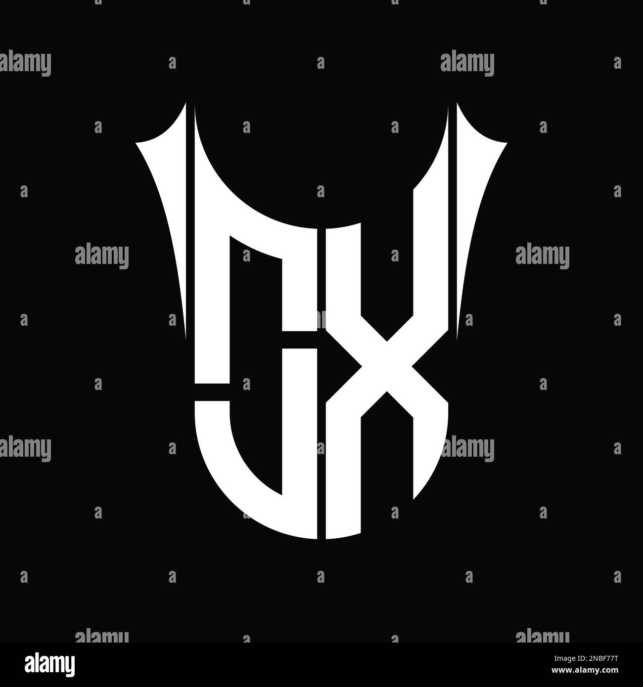 OX Logo monogram shield sharp half round shape vector images design ...