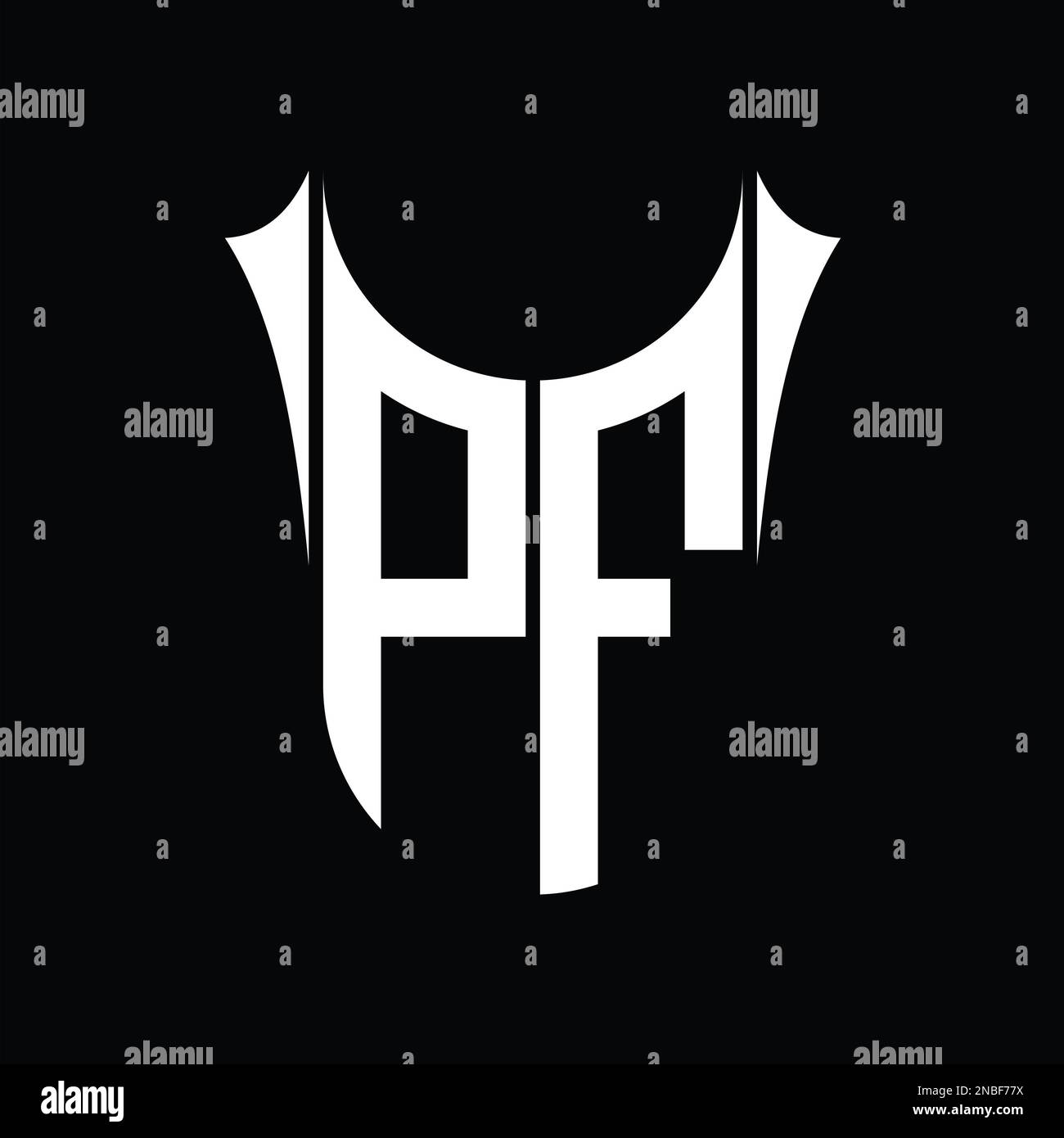 PF Logo monogram shield sharp half round shape vector images design ...