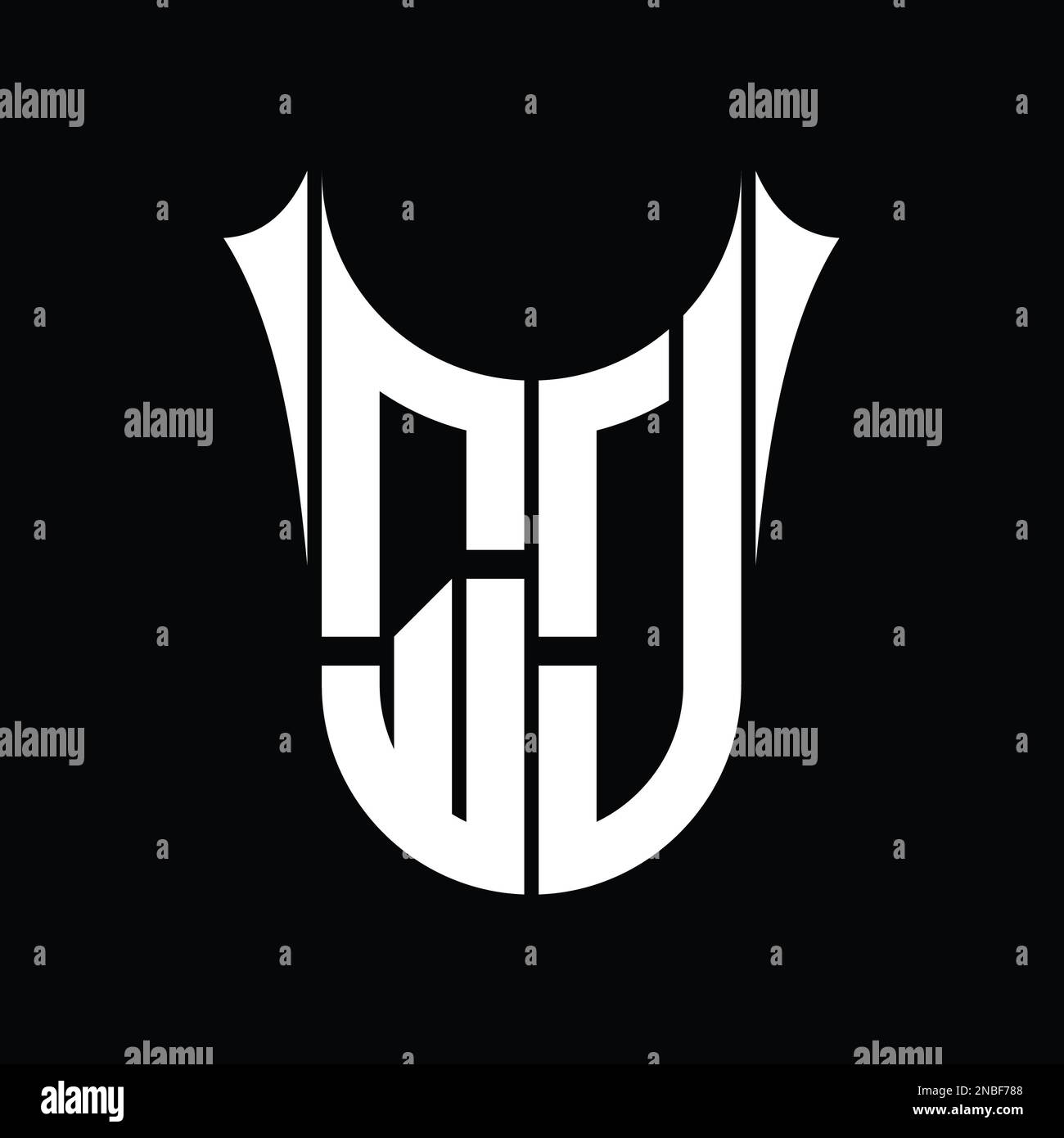 QJ Logo monogram shield sharp half round shape vector images design ...