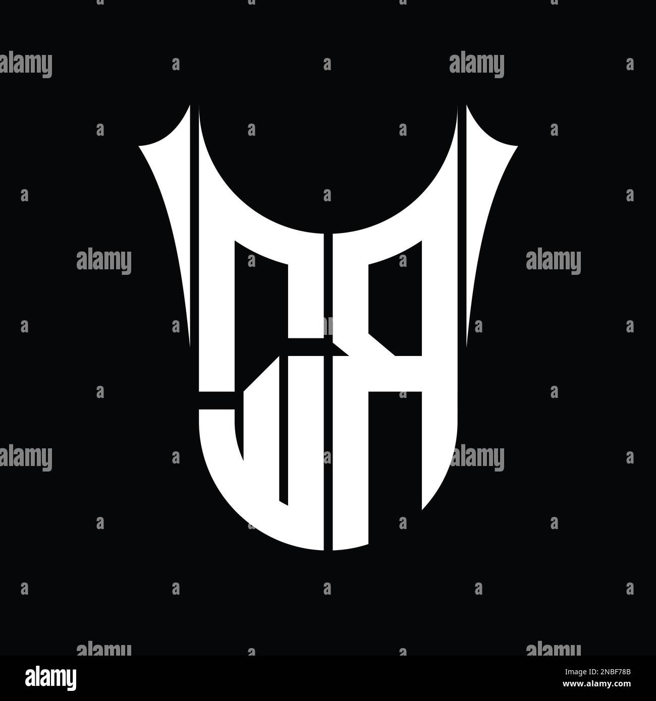 QR Logo monogram shield sharp half round shape vector images design template Stock Photo - Alamy