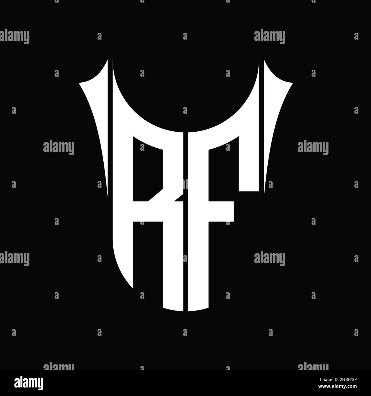RF Logo monogram shield sharp half round shape vector images design template Stock Photo - Alamy