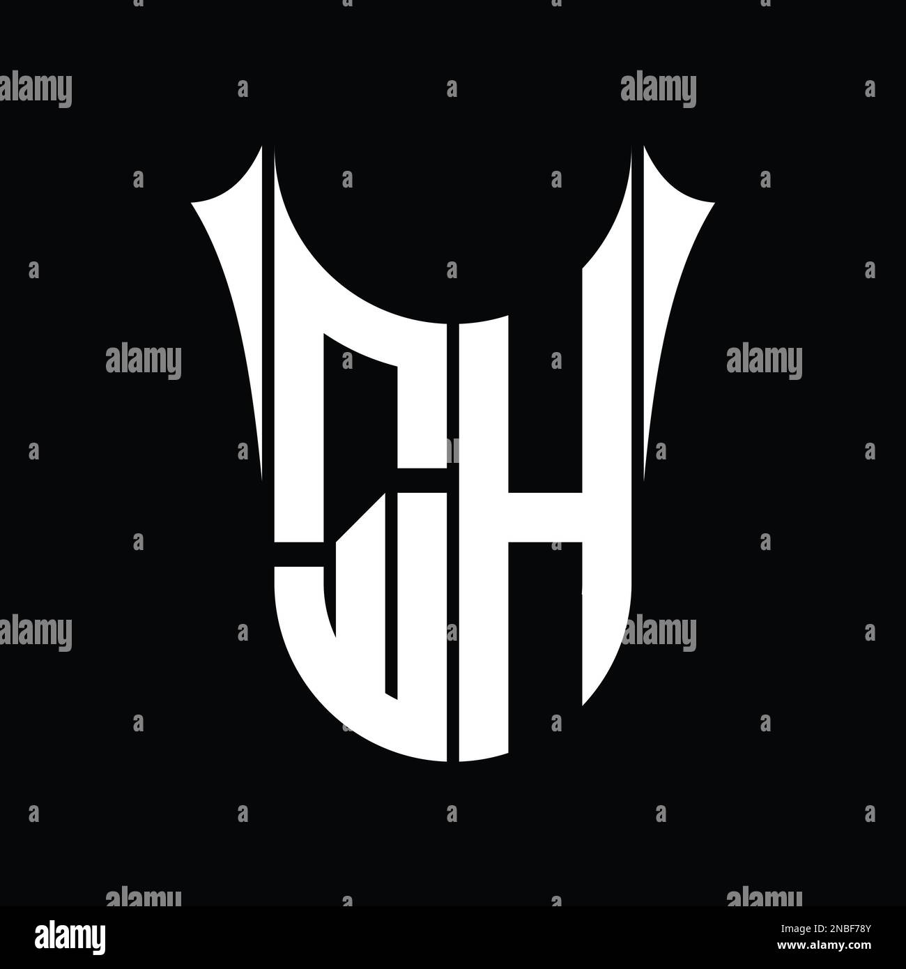 QH Logo monogram shield sharp half round shape vector images design template Stock Photo - Alamy