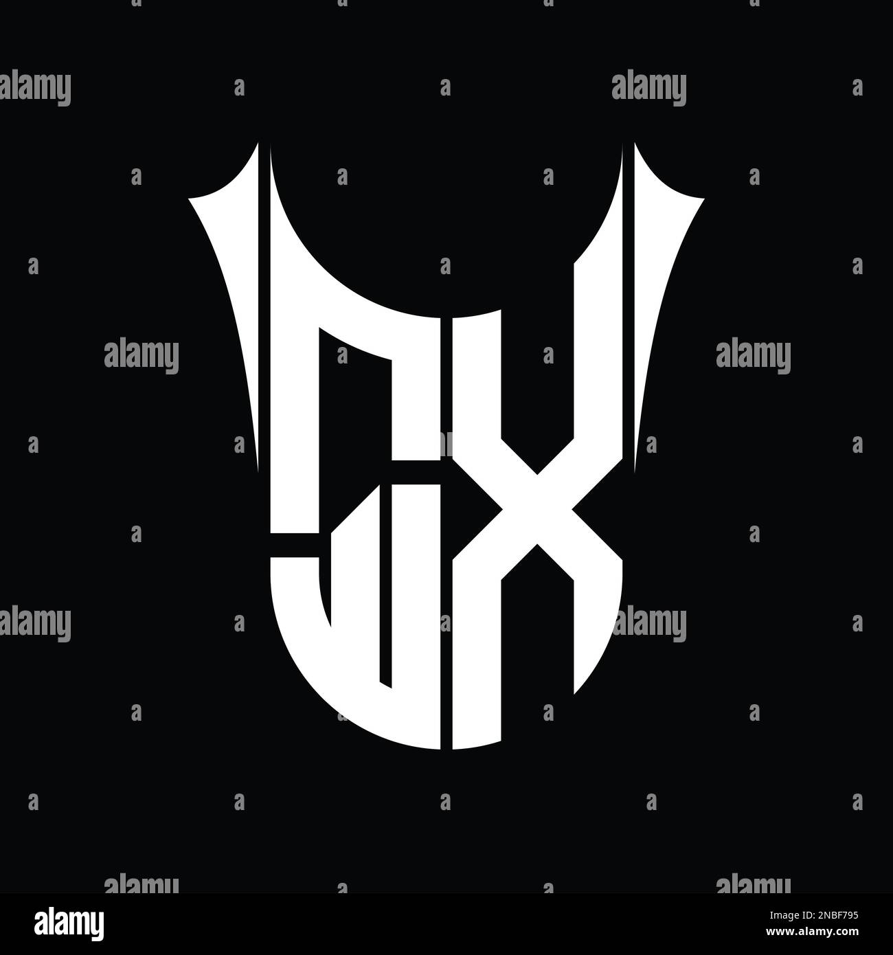 QX Logo monogram shield sharp half round shape vector images design ...