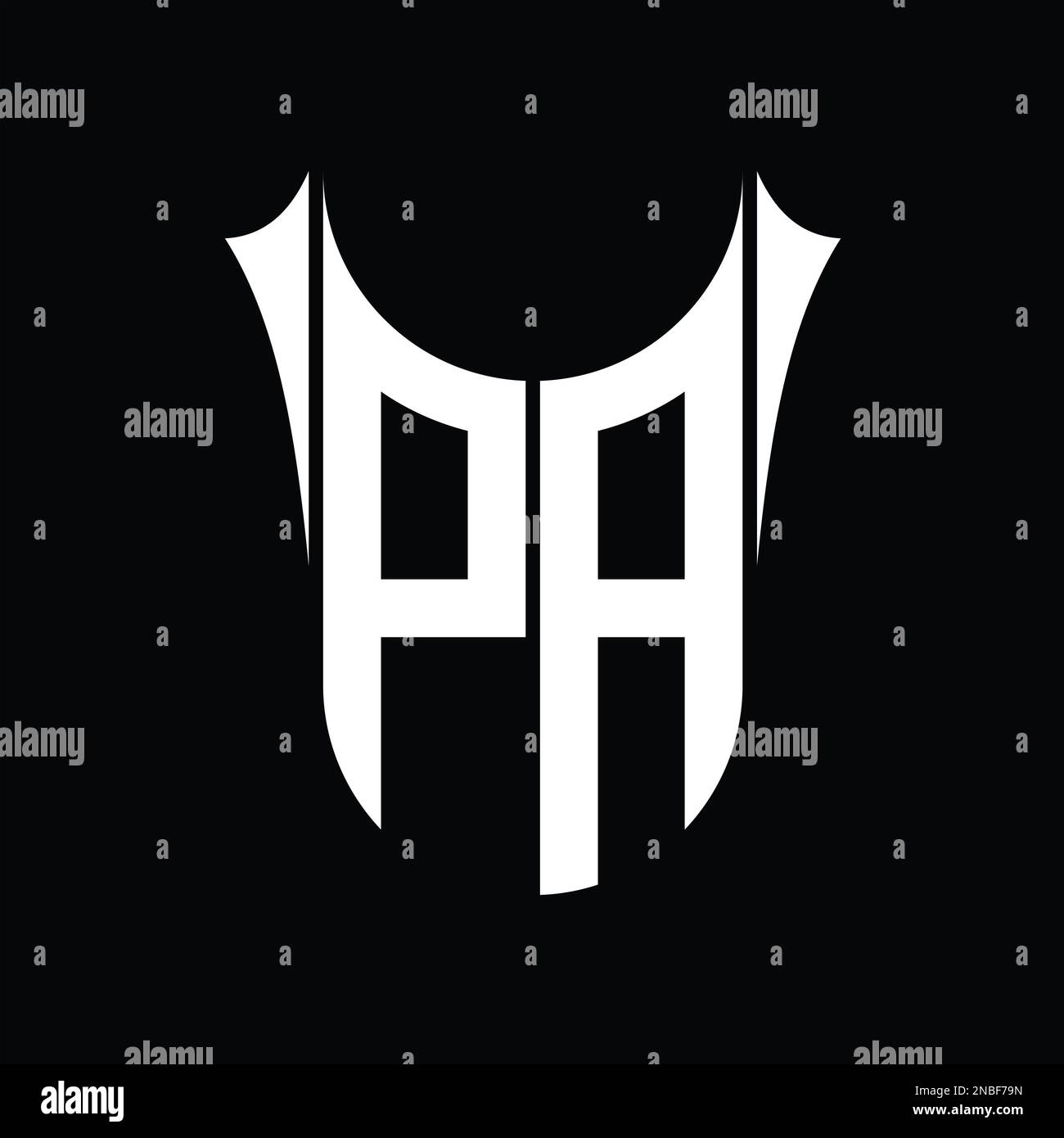 PA Logo monogram shield sharp half round shape vector images design ...