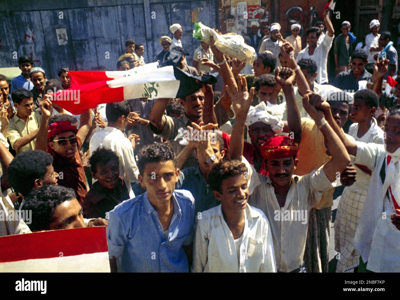 Arab nationals celebrate in Aden, Yemen after the Argyll and Sutherland ...