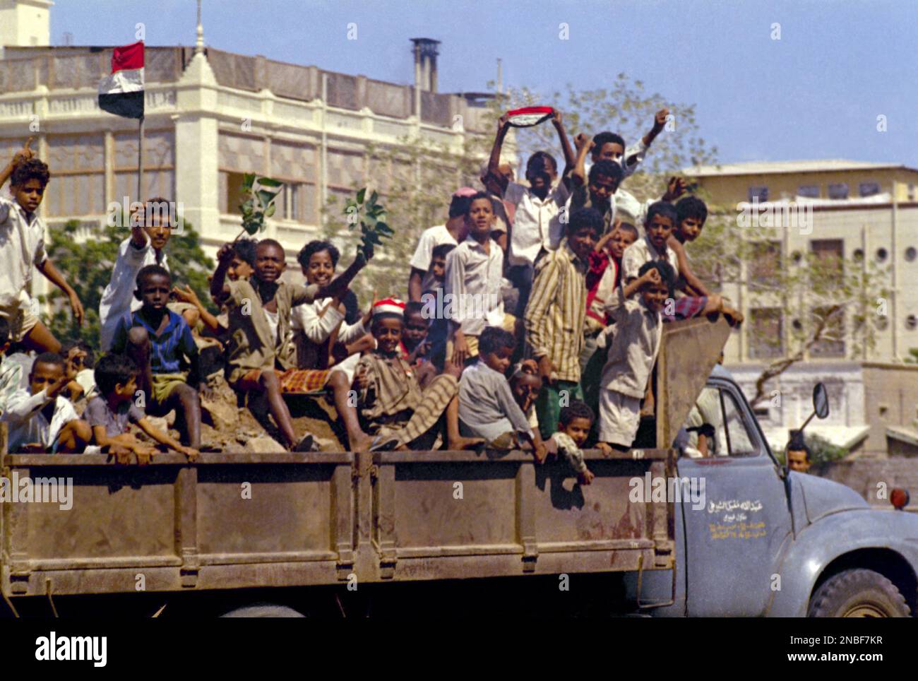 Arab nationals celebrate in Aden, Yemen after the Argyll and Sutherland ...