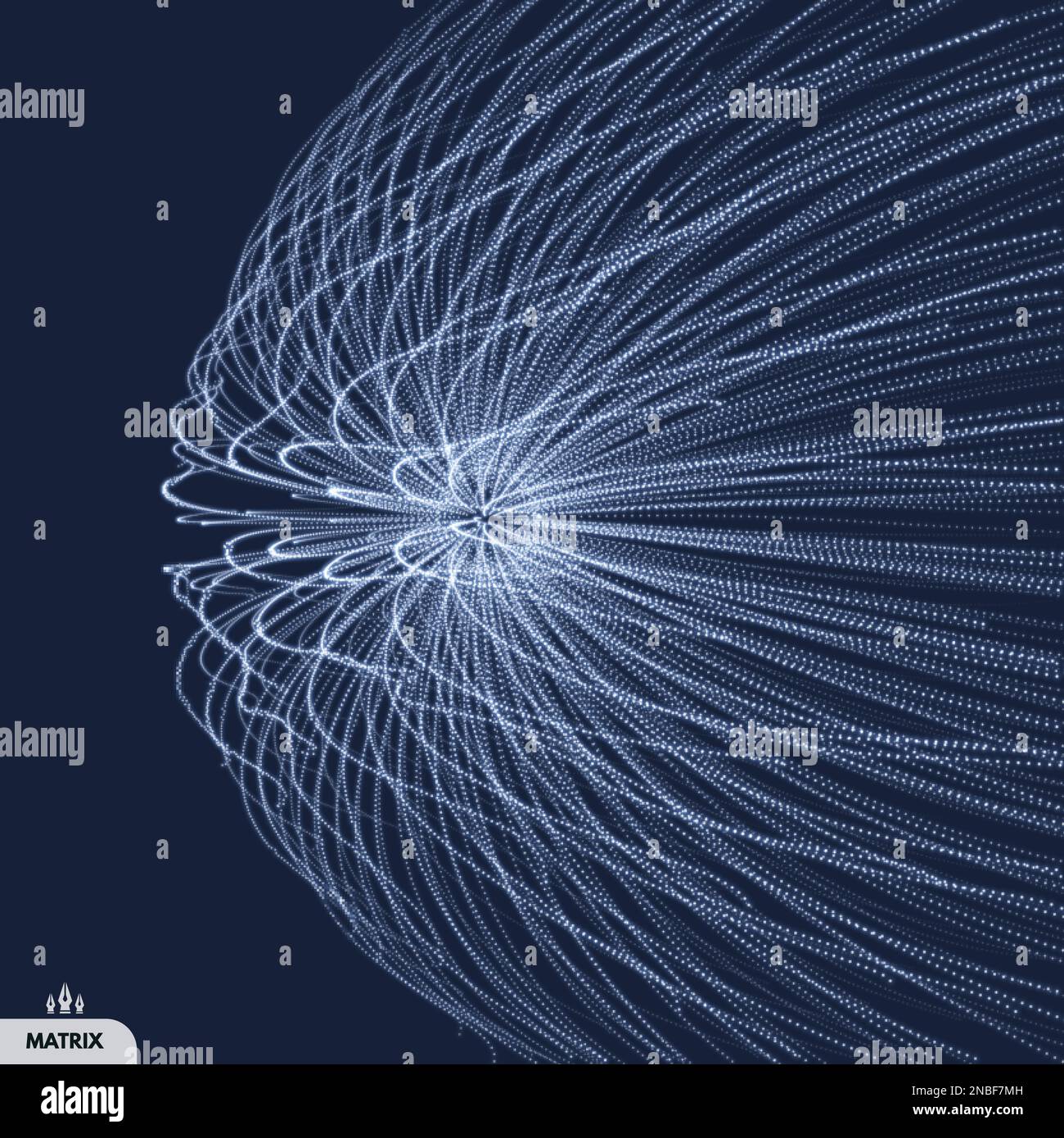 Abstract science or technology background. Array with dynamic particles ...
