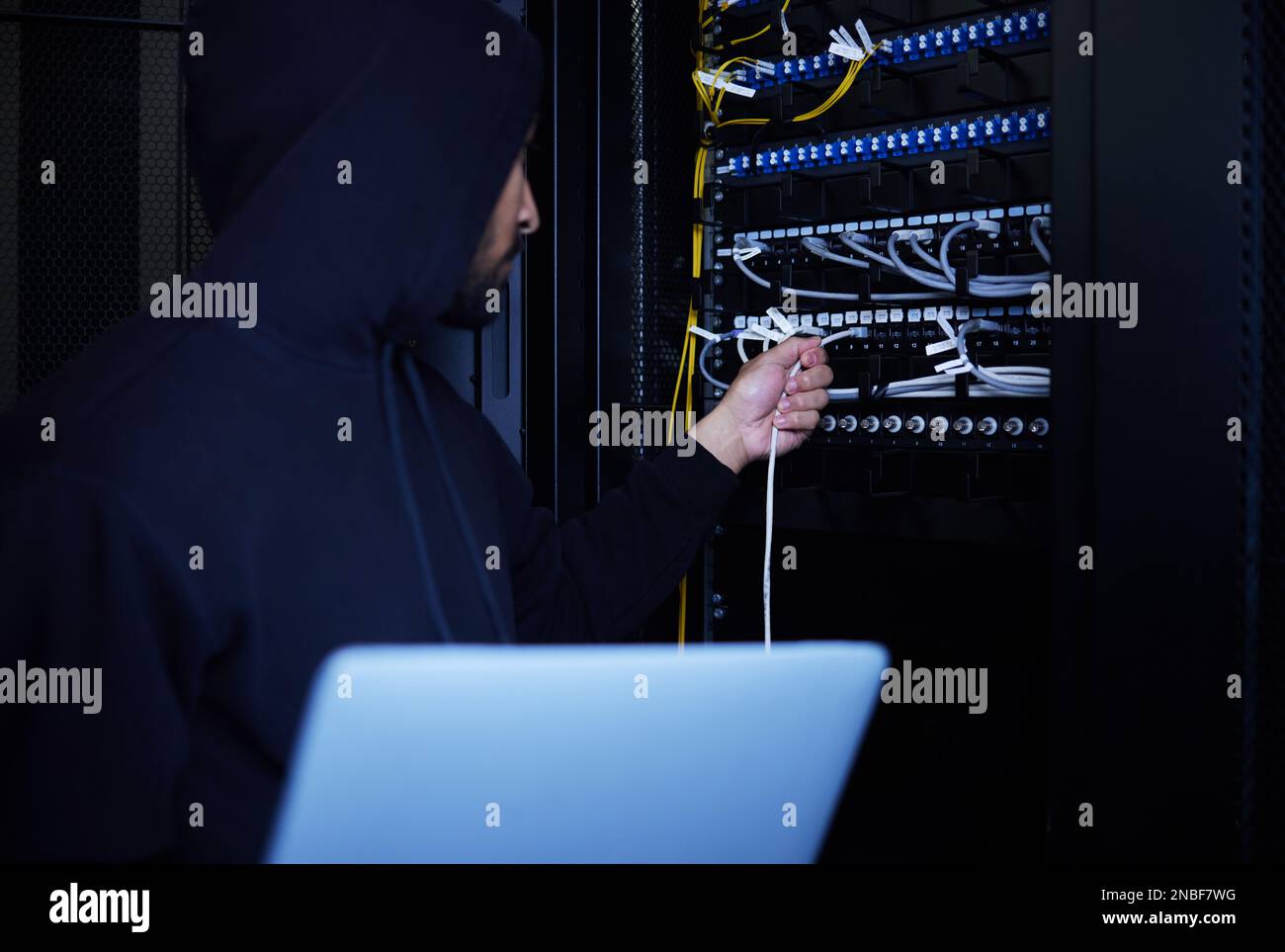 Thief Programming And Hacker Stealing Software Website Data And Information On Server On A