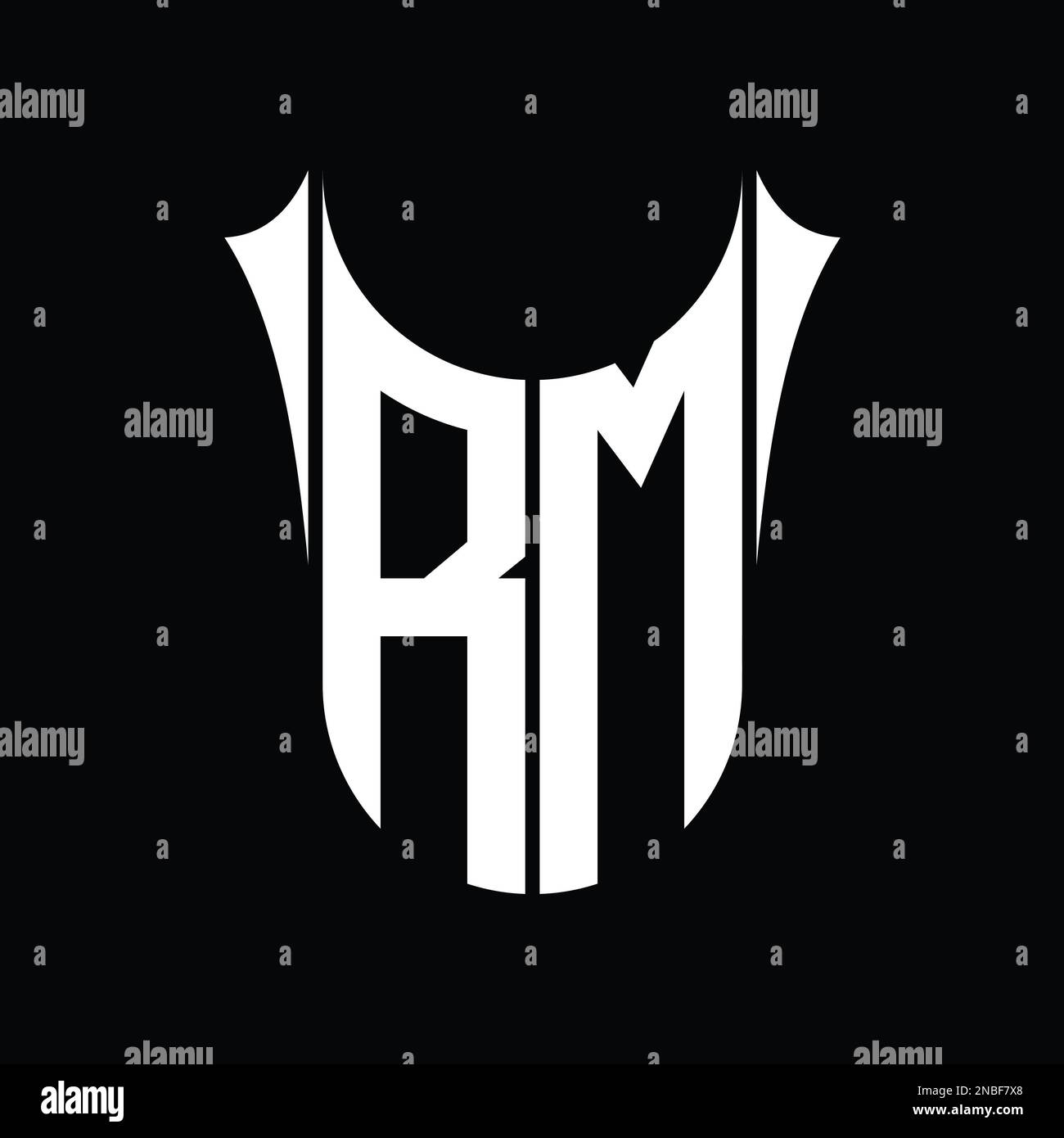 RM Logo monogram shield sharp half round shape vector images design ...