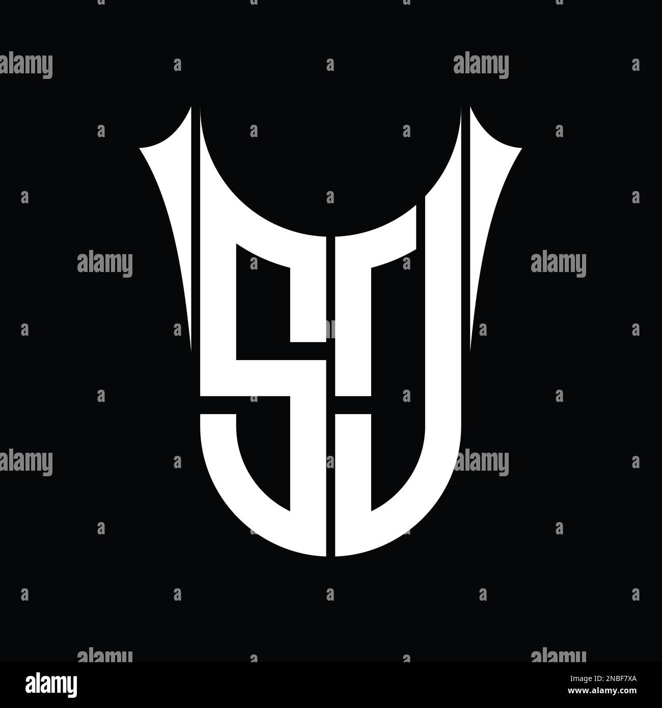SJ Logo monogram shield sharp half round shape vector images design ...