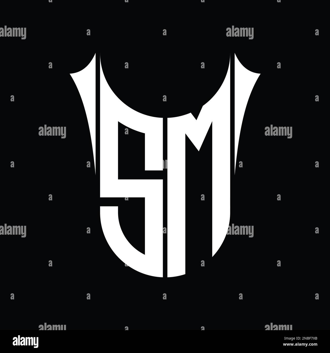 SM Logo monogram shield sharp half round shape vector images design ...