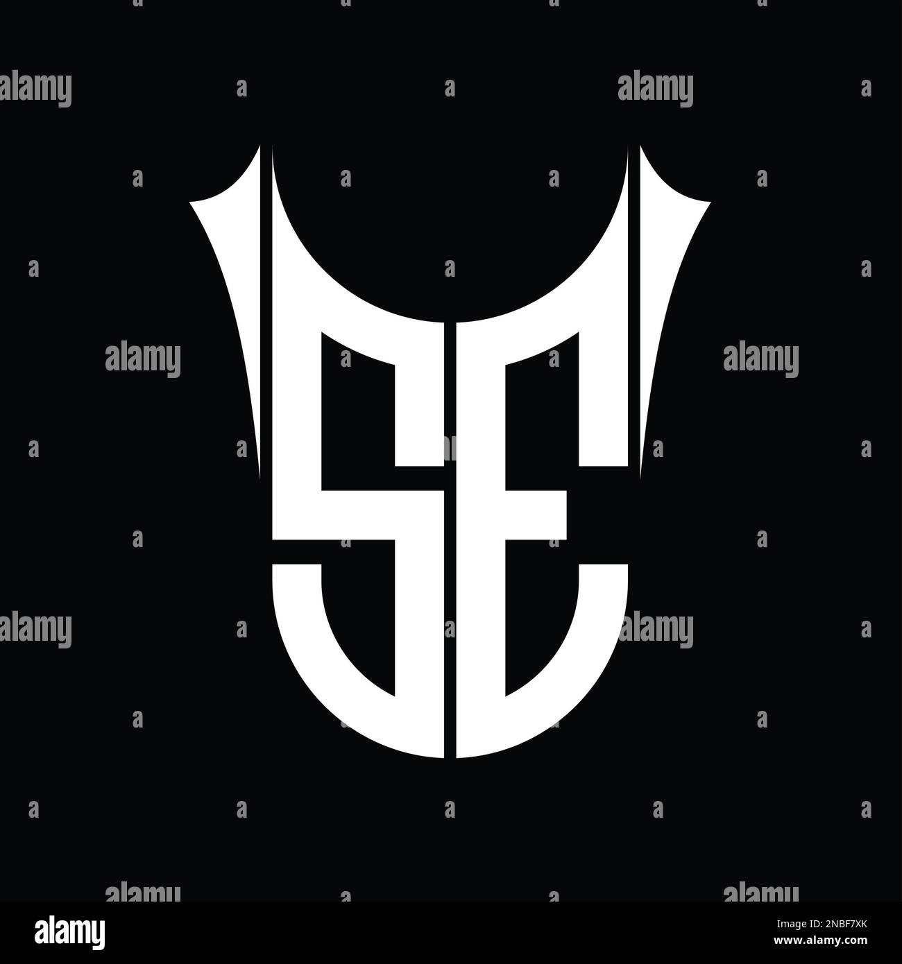 SE Logo monogram shield sharp half round shape vector images design ...