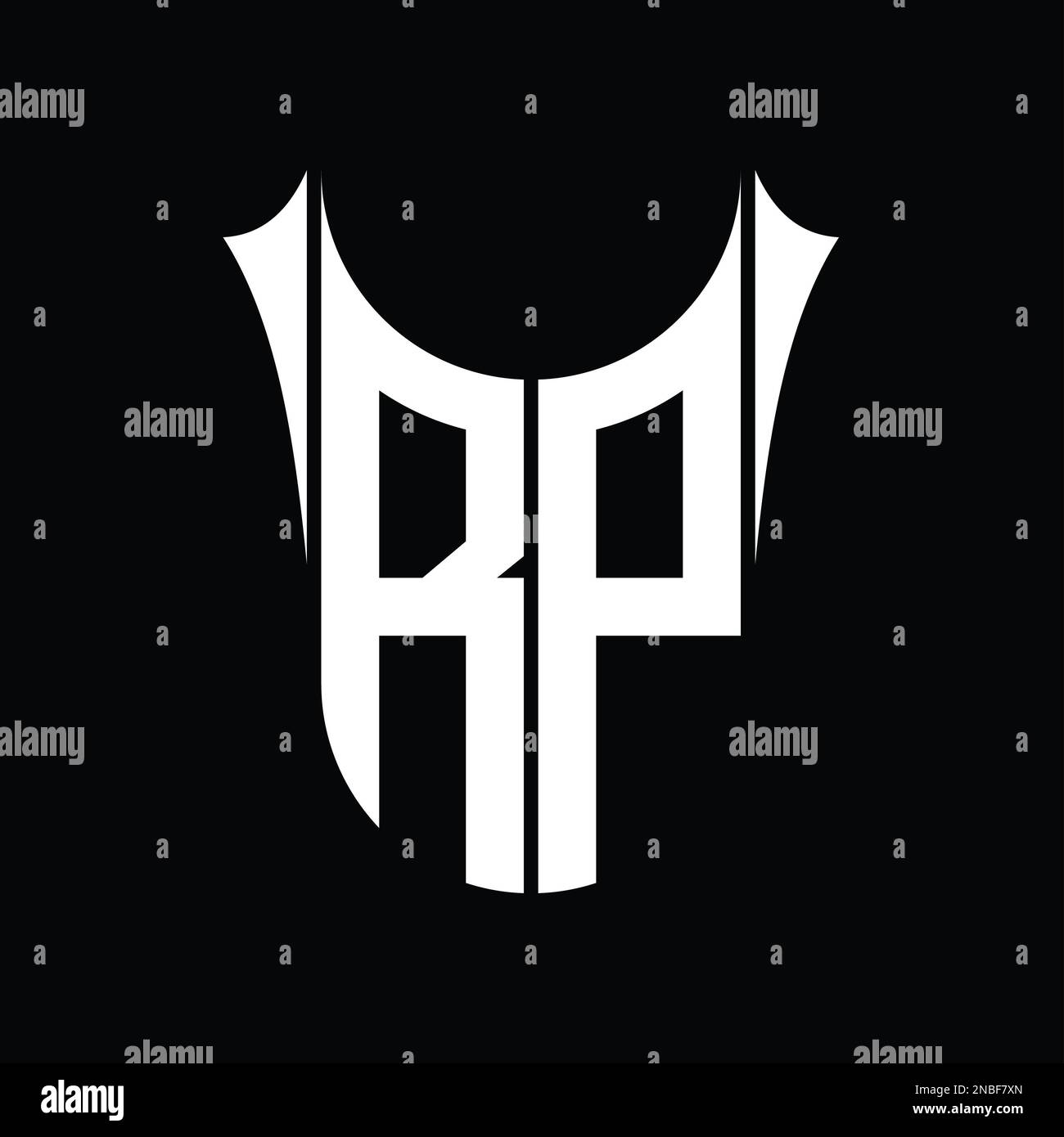 RP Logo monogram shield sharp half round shape vector images design ...