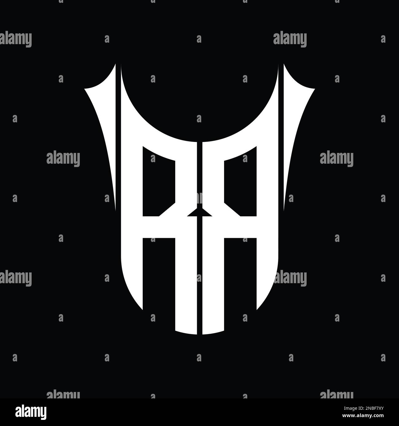 RR Logo monogram shield sharp half round shape vector images design ...