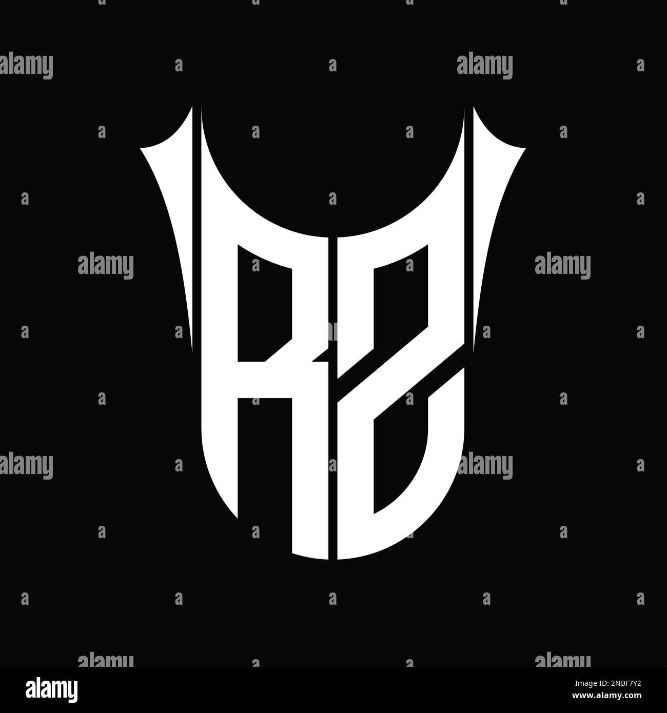 RZ Logo monogram shield sharp half round shape vector images design template Stock Photo - Alamy