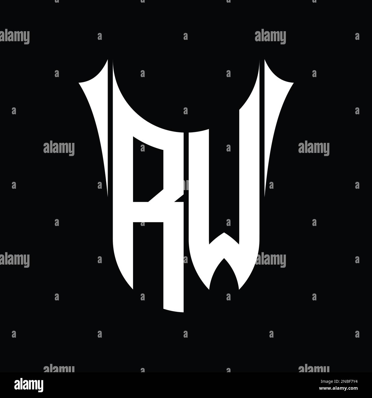 RW Logo monogram shield sharp half round shape vector images design ...