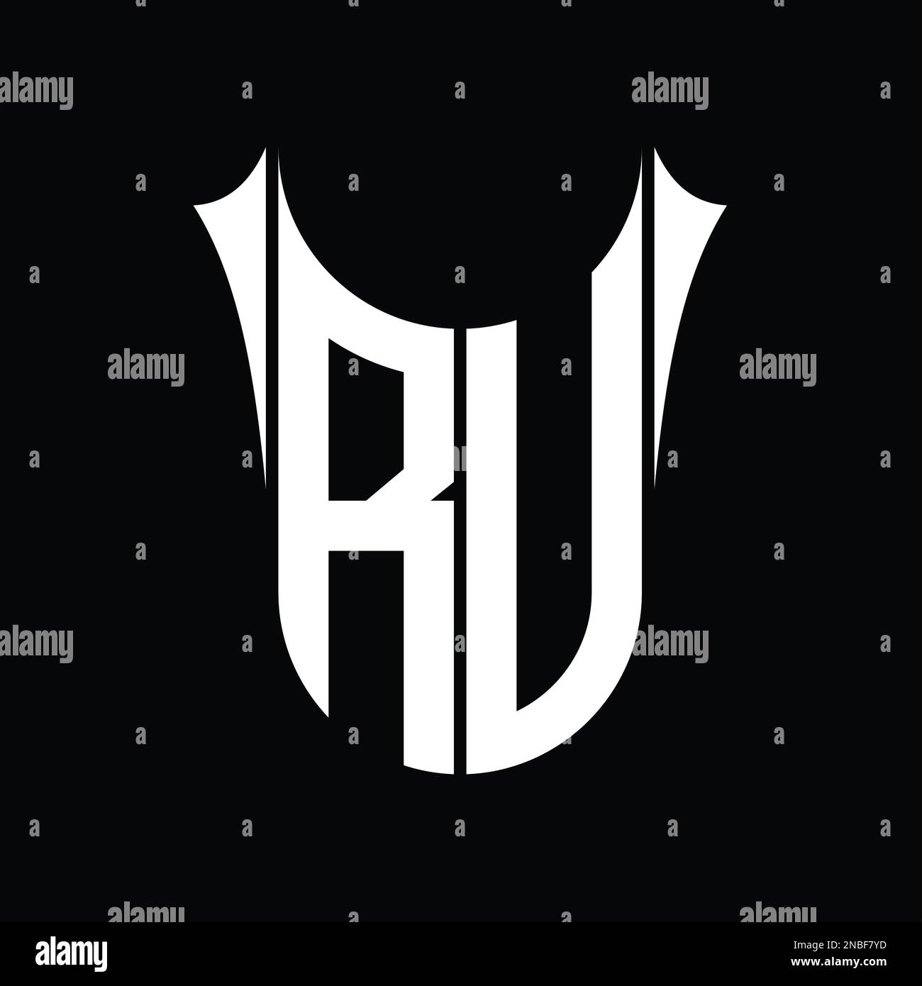 RU Logo monogram shield sharp half round shape vector images design ...