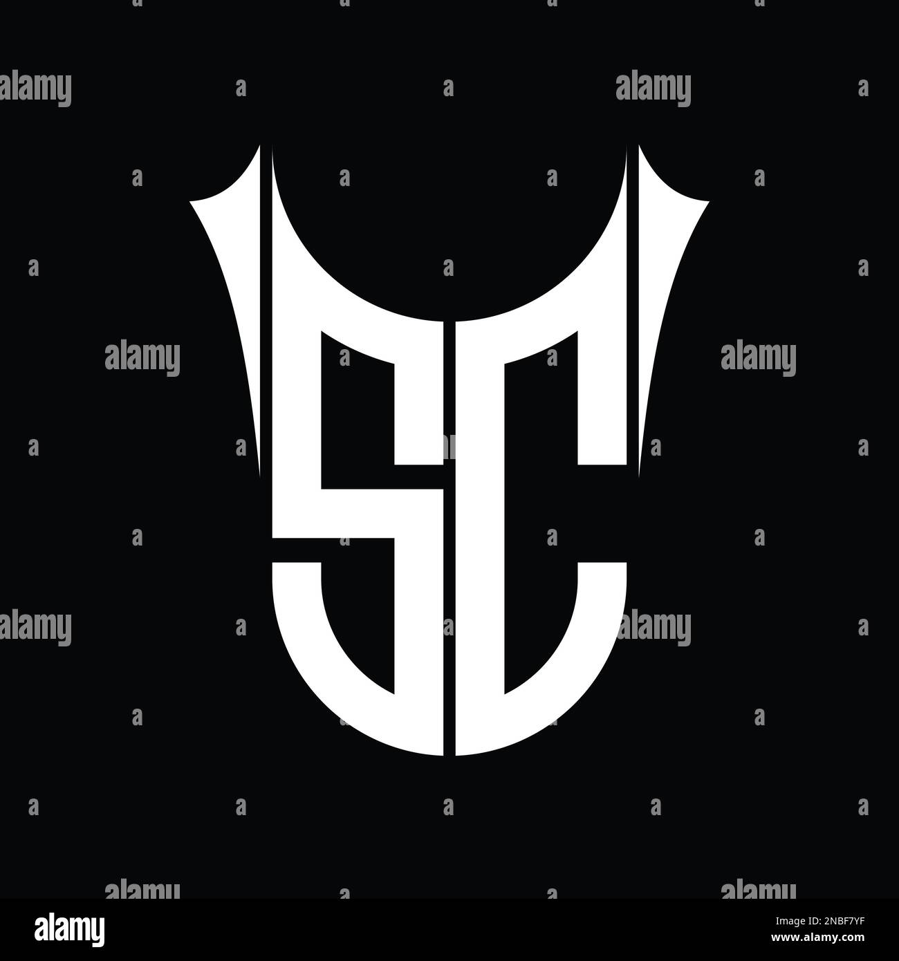 SC Logo monogram shield sharp half round shape vector images design ...