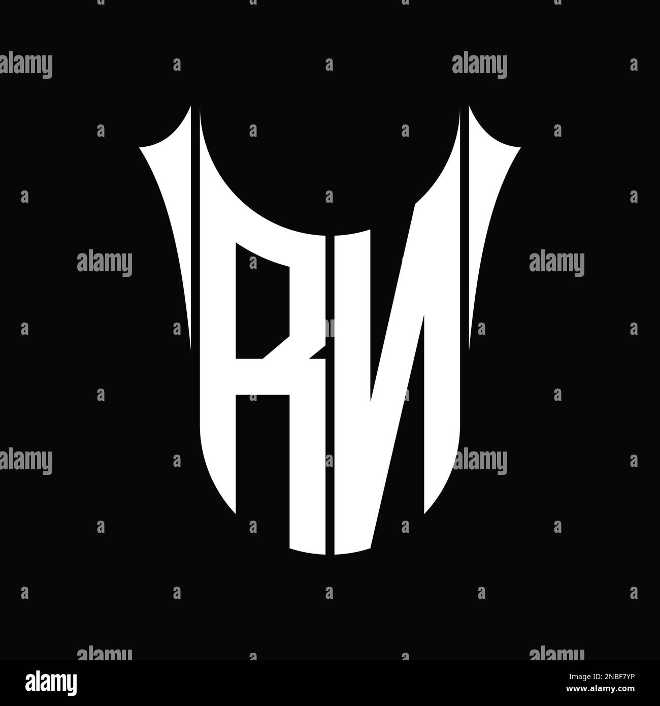 RN Logo monogram shield sharp half round shape vector images design ...