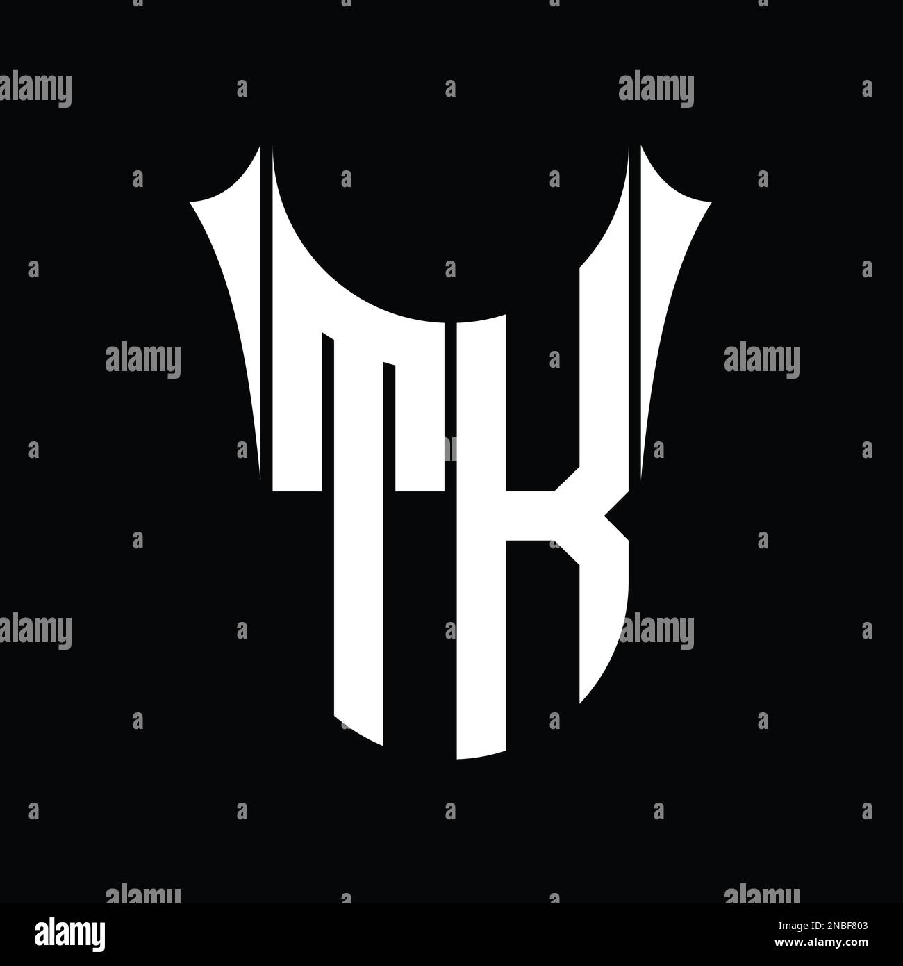 TK Logo monogram shield sharp half round shape vector images design ...