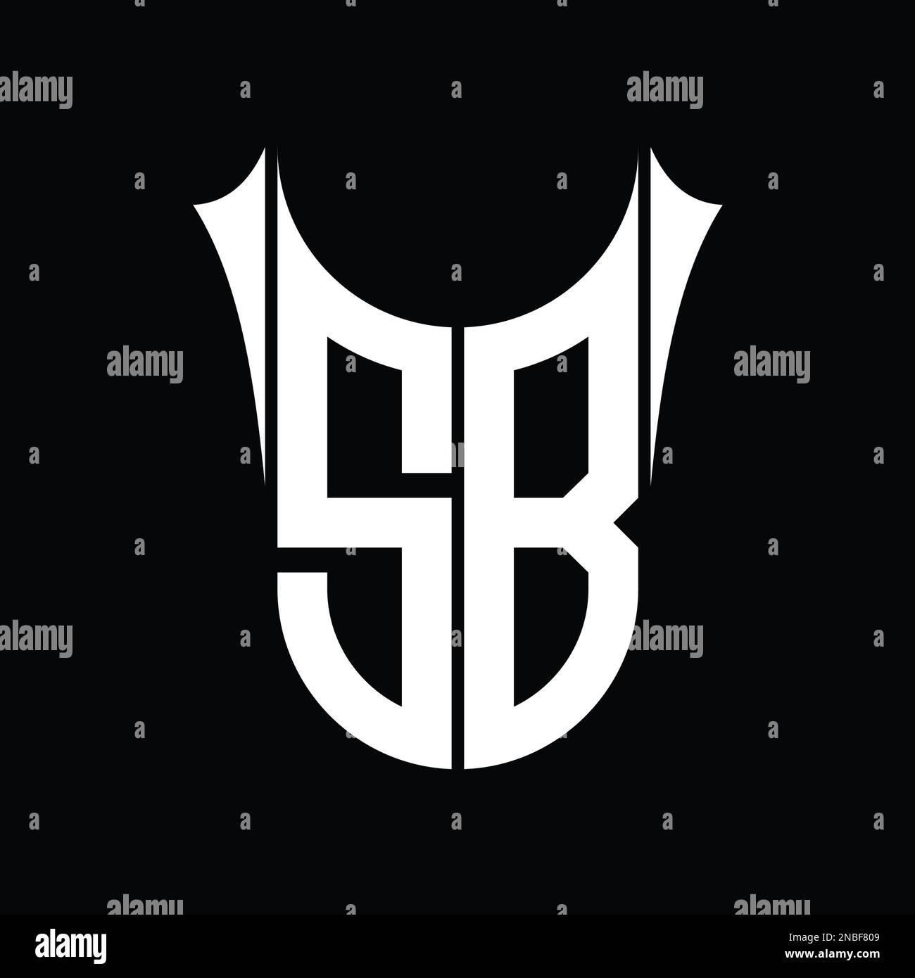 SB Logo monogram shield sharp half round shape vector images design ...