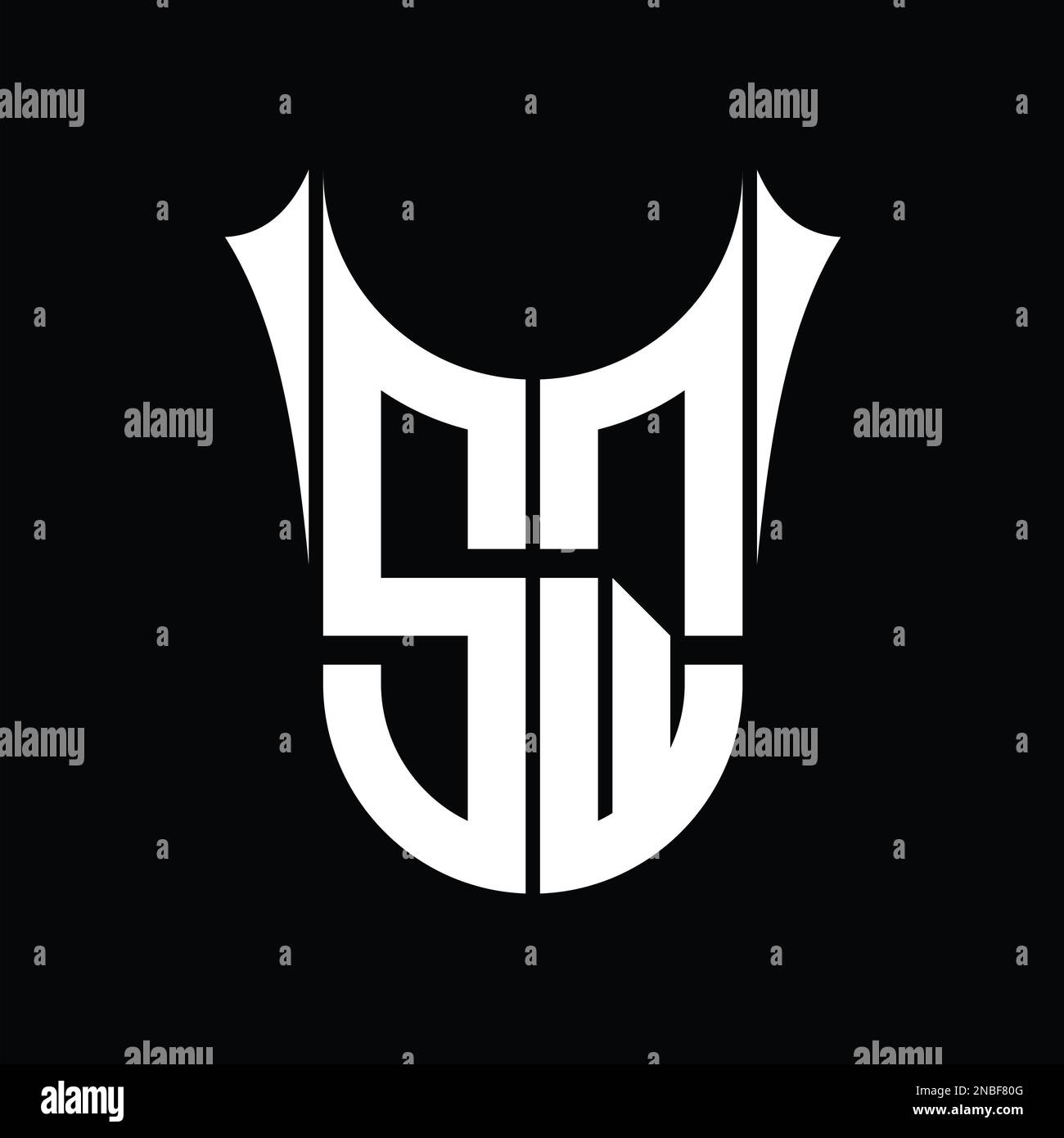 SQ Logo monogram shield sharp half round shape vector images design ...