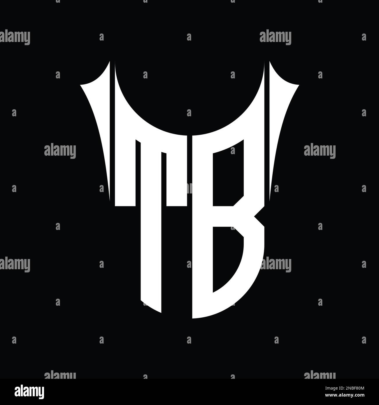 TB Logo monogram shield sharp half round shape vector images design ...
