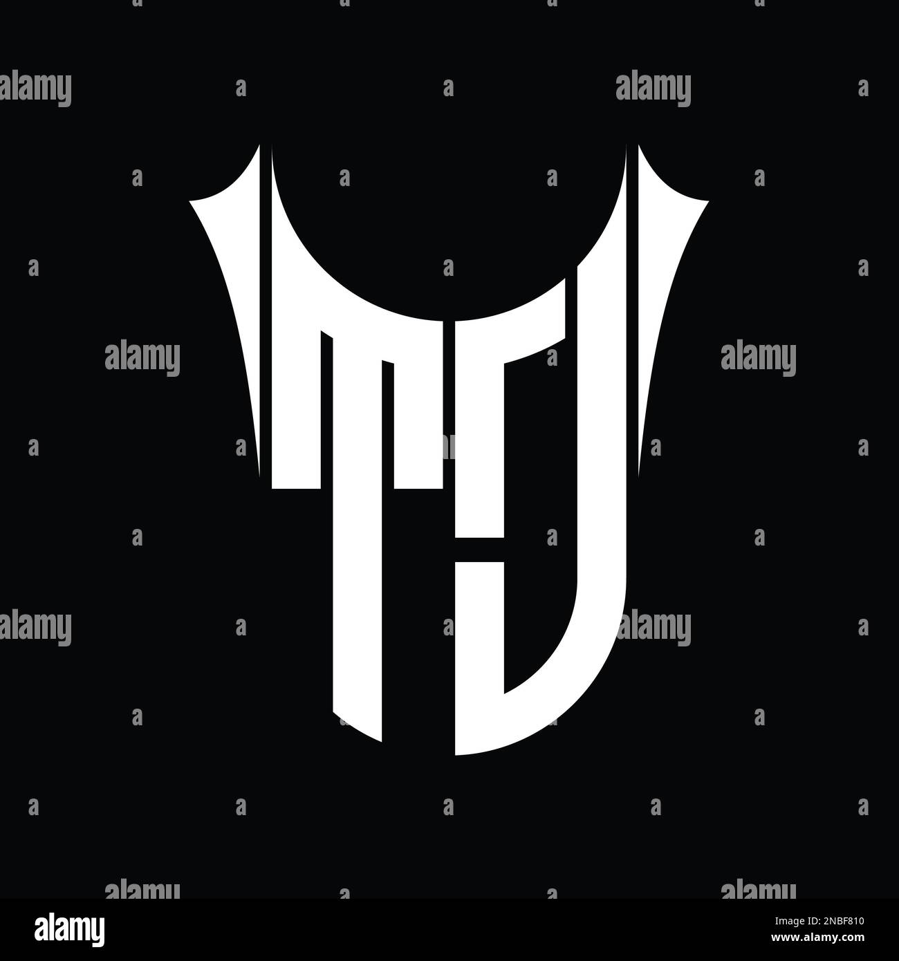 TJ Logo monogram shield sharp half round shape vector images design ...