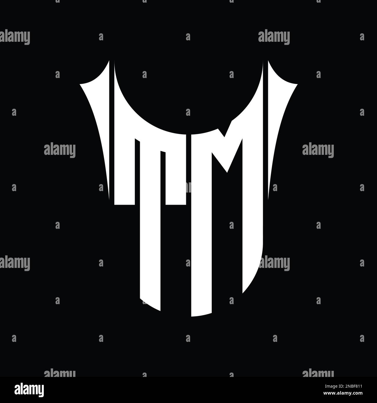 TM Logo monogram shield sharp half round shape vector images design ...