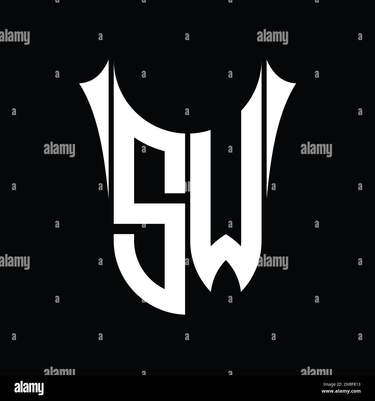 SW Logo monogram shield sharp half round shape vector images design ...