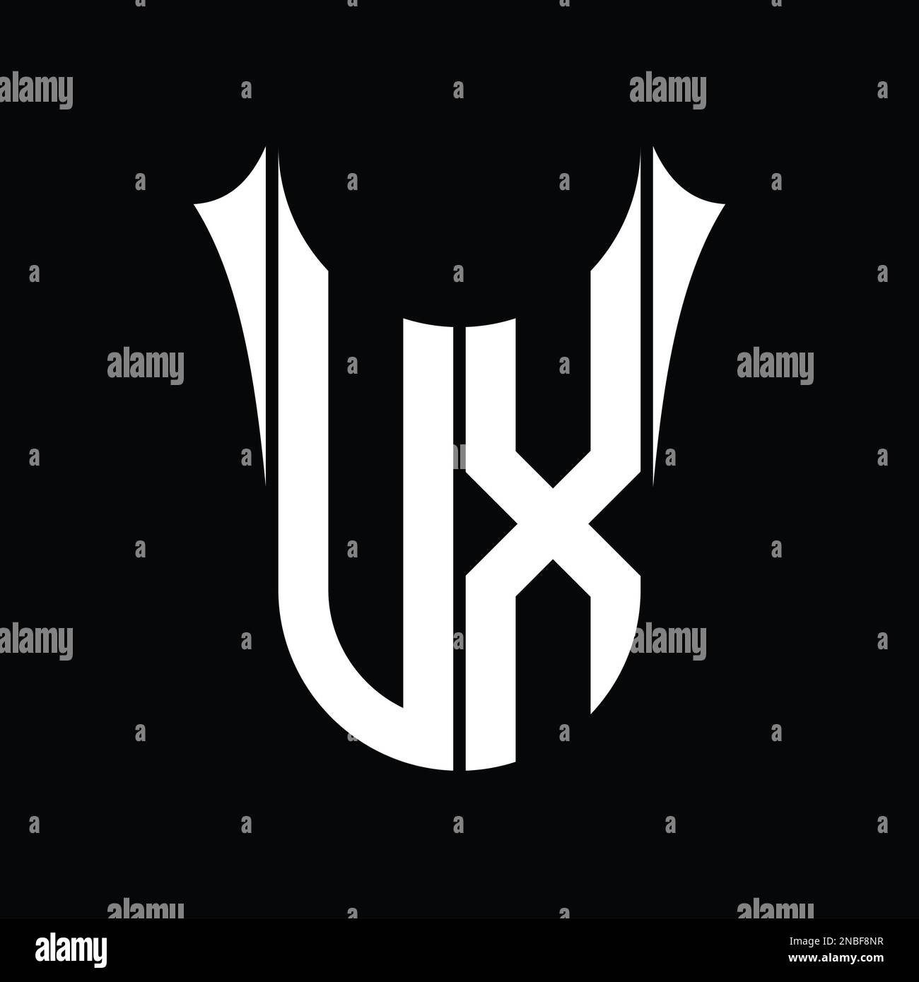 UX Logo monogram shield sharp half round shape vector images design template Stock Photo - Alamy