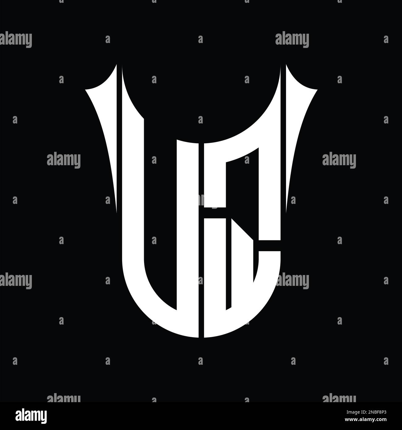 UQ Logo monogram shield sharp half round shape vector images design ...