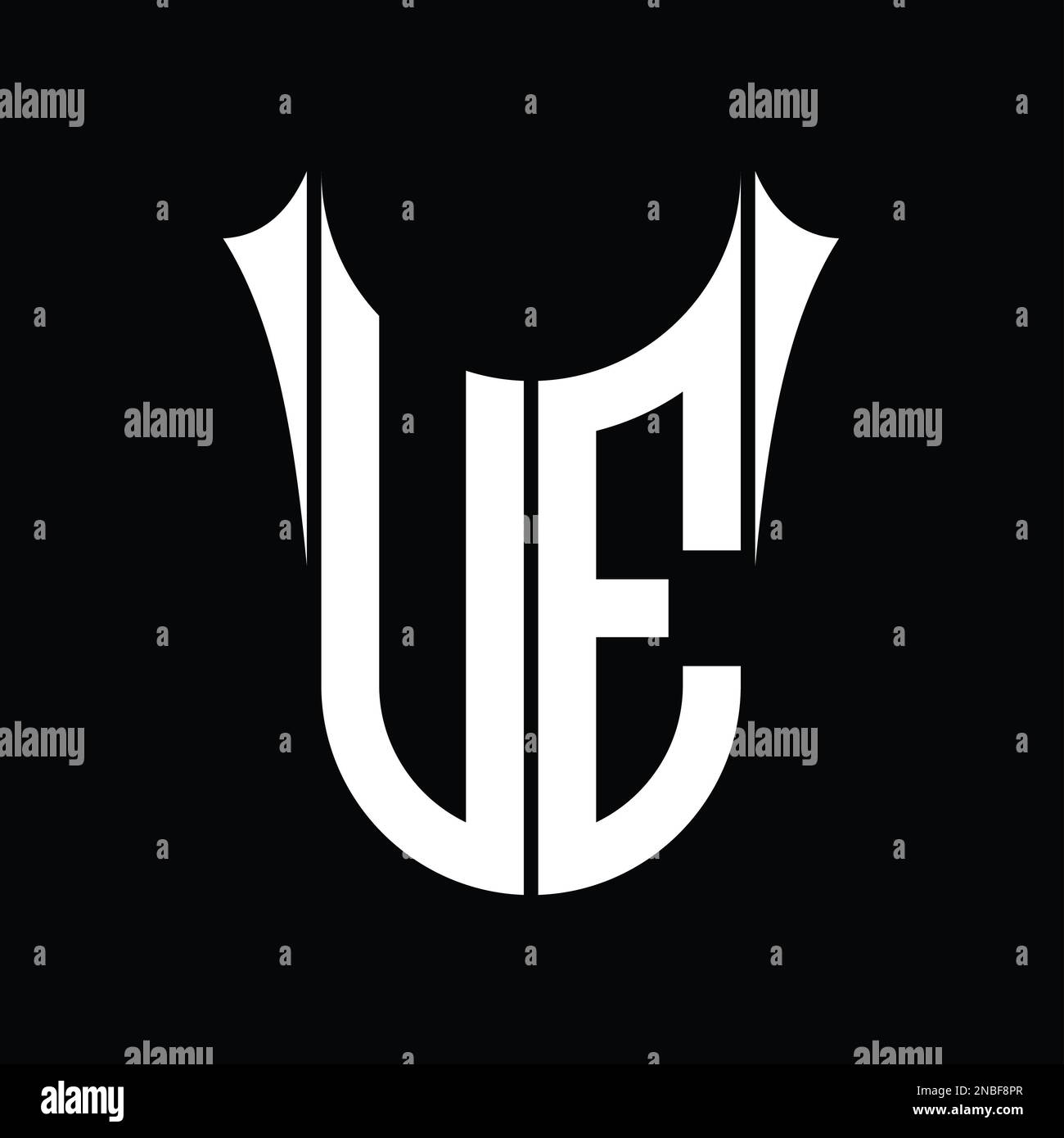 UE Logo monogram shield sharp half round shape vector images design ...
