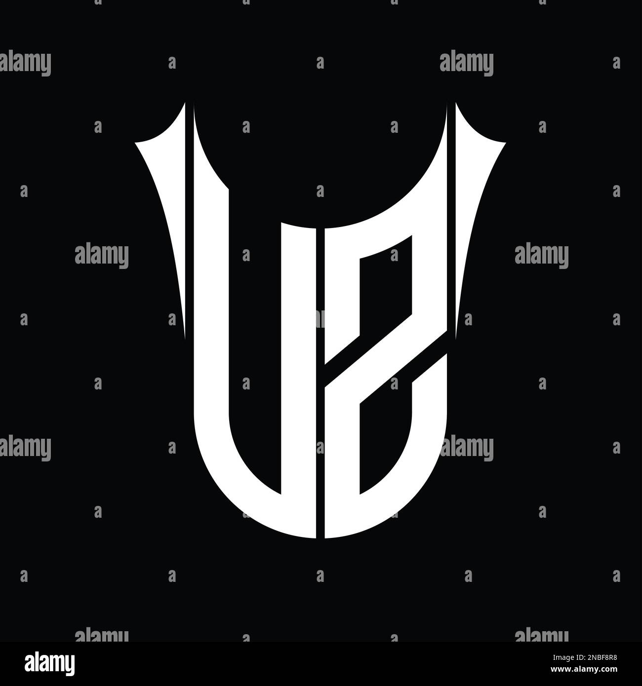 UZ Logo monogram shield sharp half round shape vector images design ...