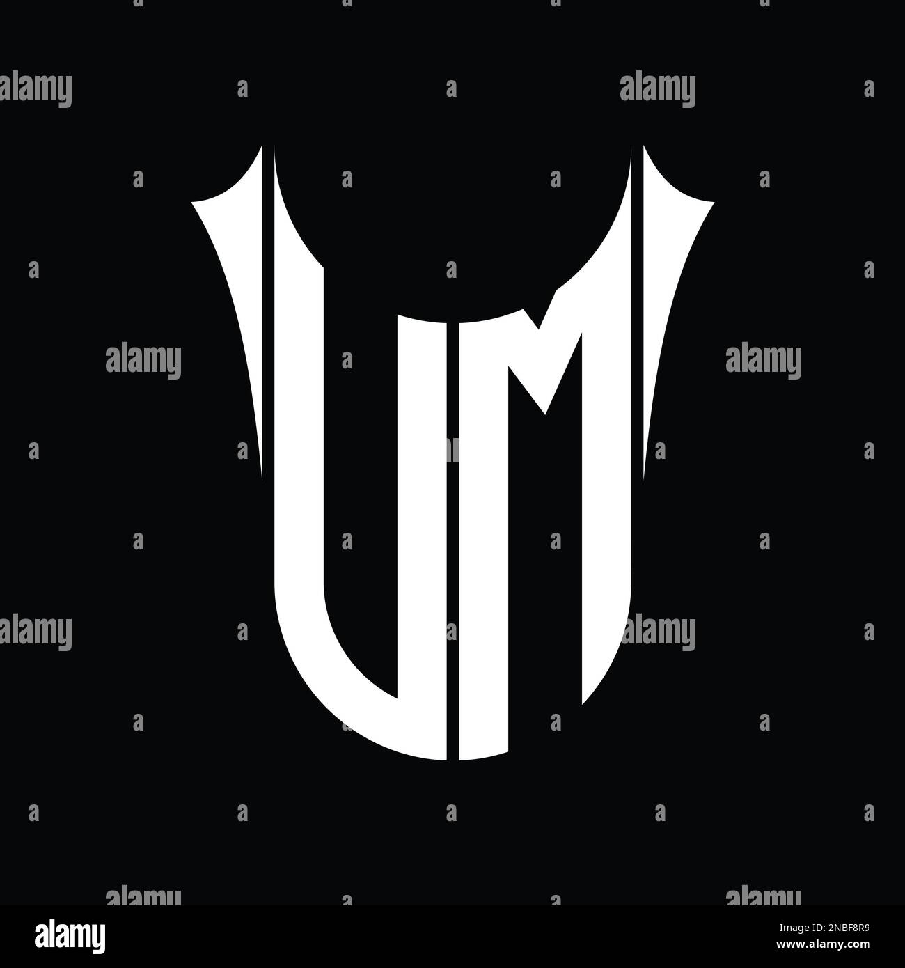 UM Logo monogram shield sharp half round shape vector images design ...