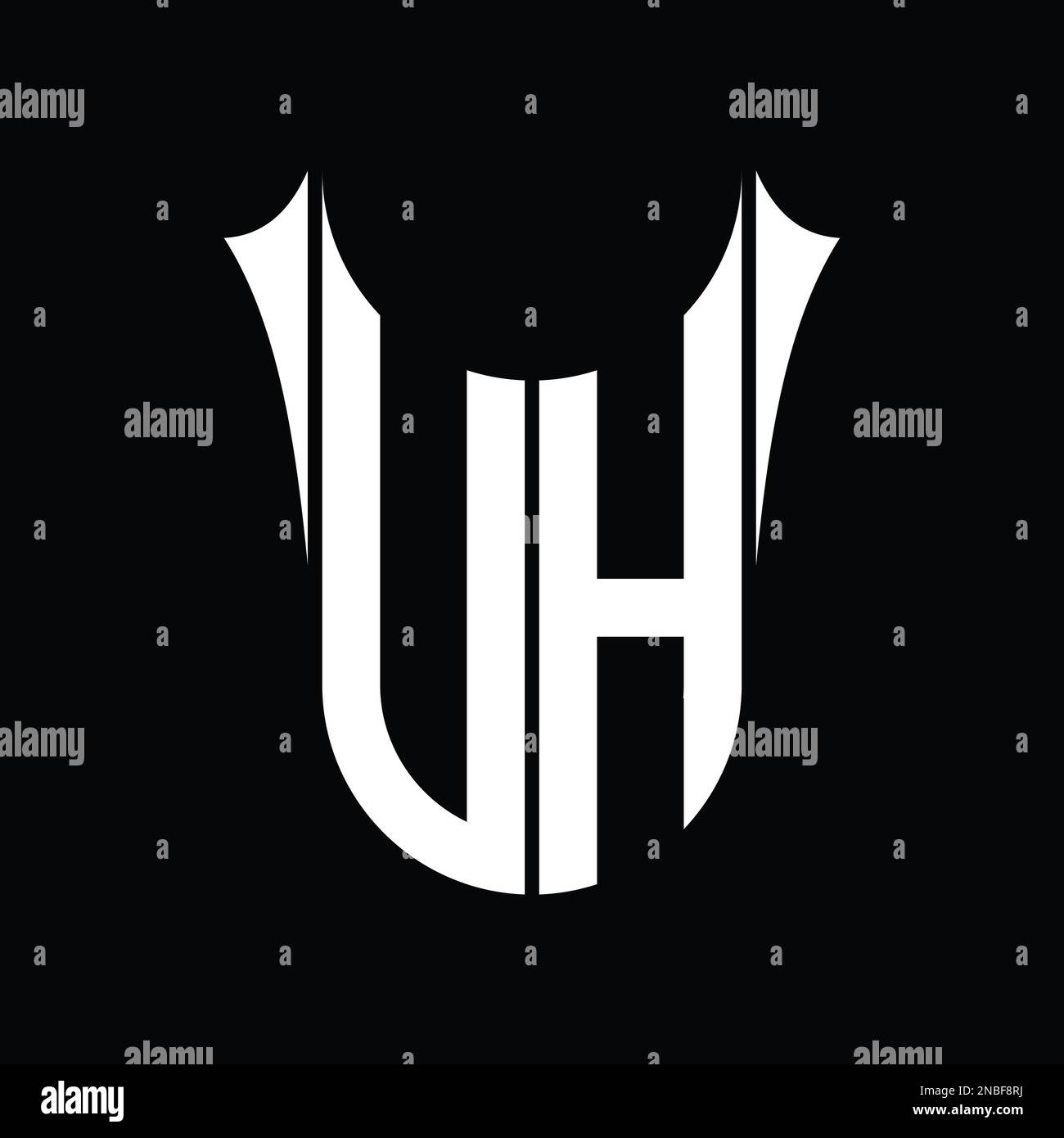 UH Logo monogram shield sharp half round shape vector images design ...