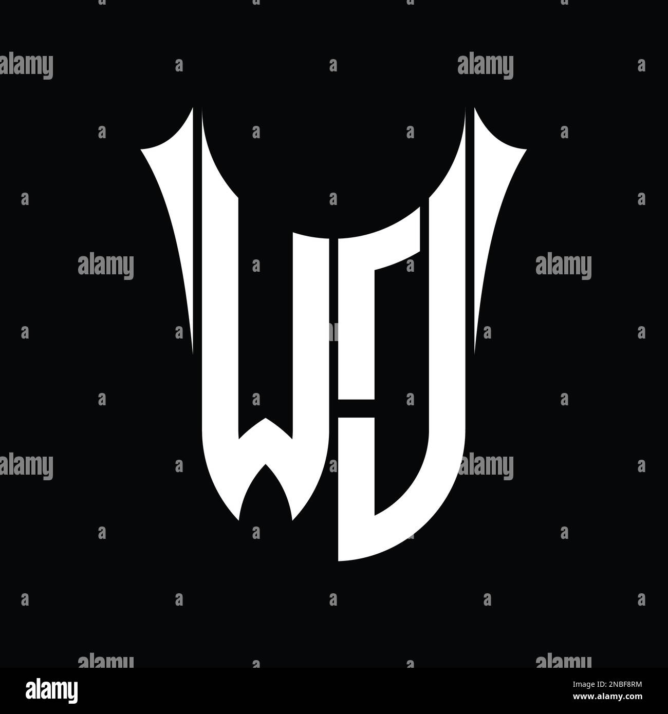 WJ Logo monogram shield sharp half round shape vector images design ...